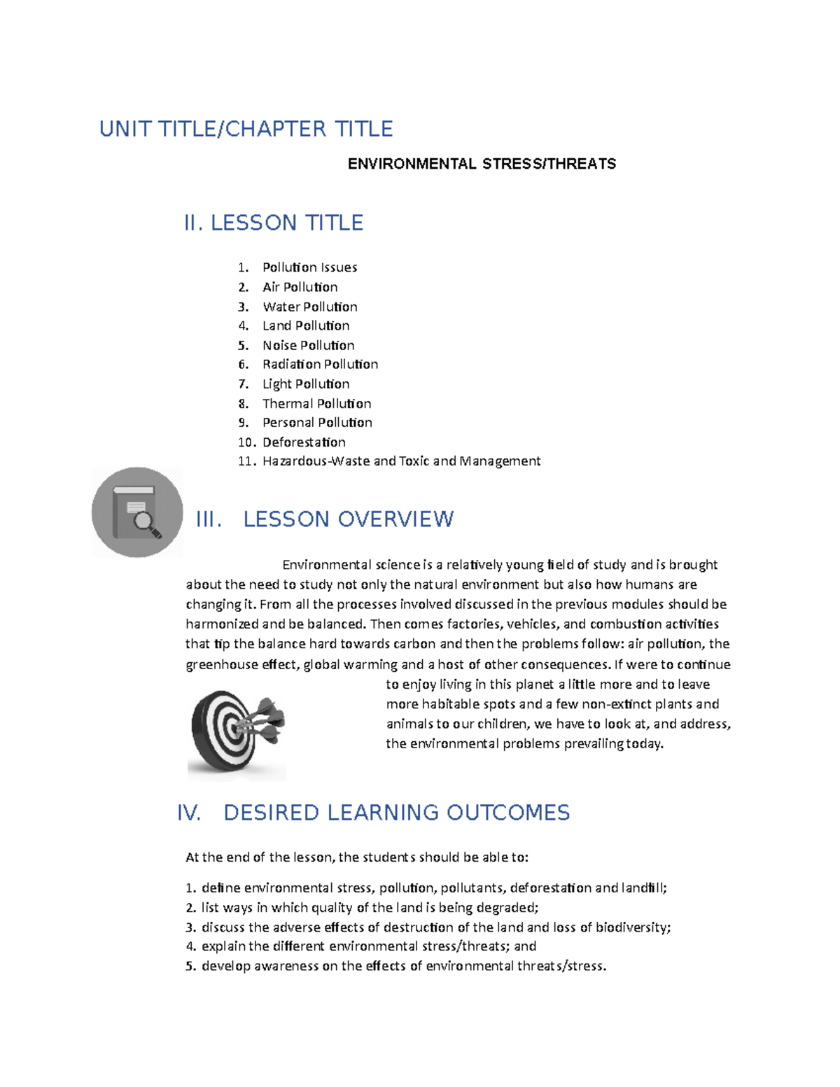 Environmental Science Module 6: Pollution Issues & Environmental Stress ...