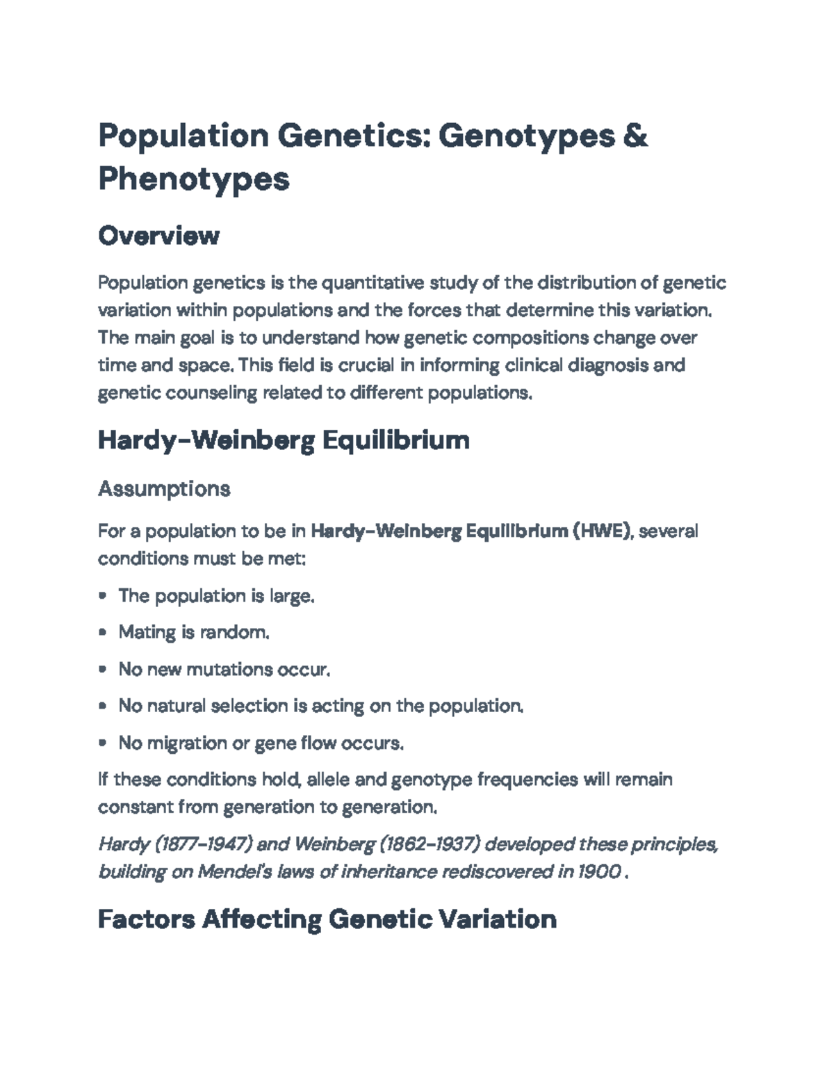 Population Genetics Overview: Genotypes, Phenotypes, and HWE Analysis ...