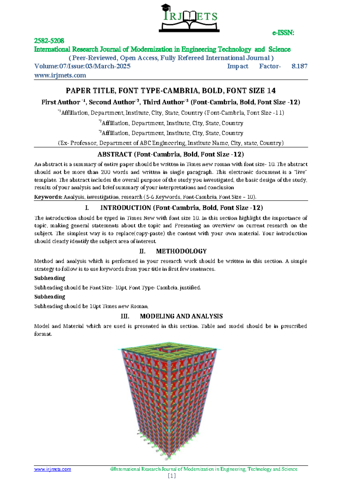 IRJMETS Journal Paper Template - Guidelines for Authors - Studocu