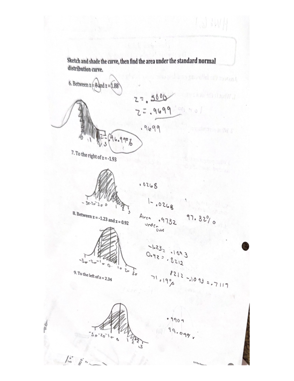 Sketch and shade the curve, then find the area under the standard ...