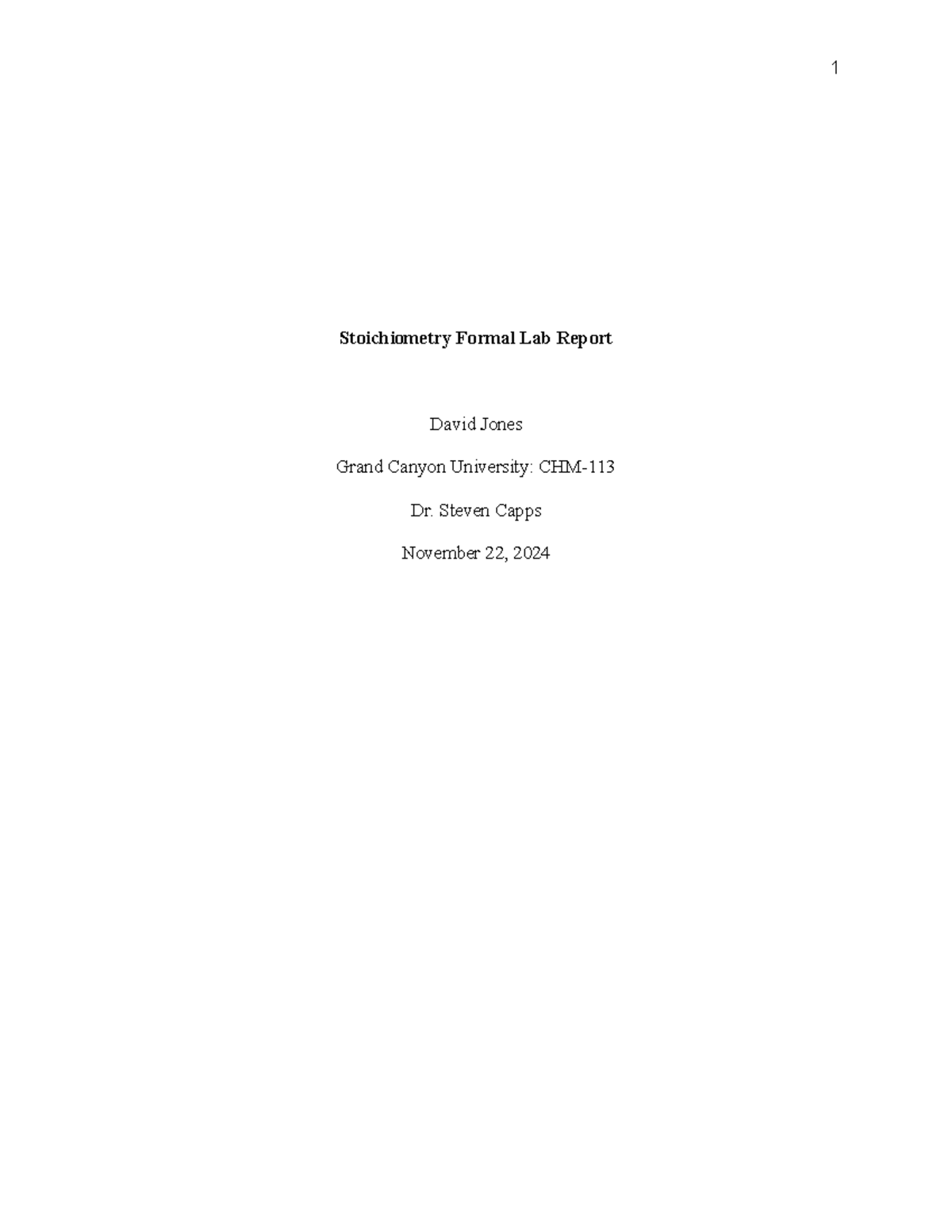 CHM-Formal Lab Report on Stoichiometry: KCl & NaCl Yield Analysis - Studocu