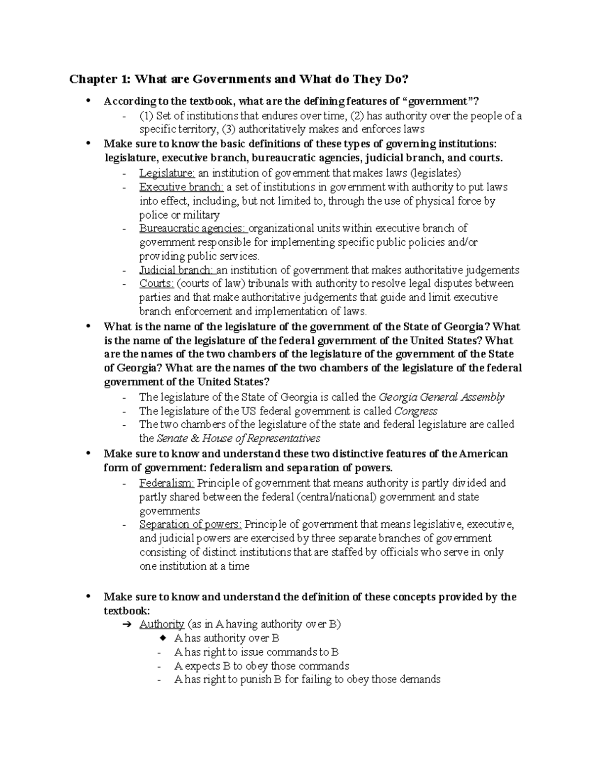 American Gov Study Guide for Exam: Spring 2017 (Chapters 1-5) - Studocu