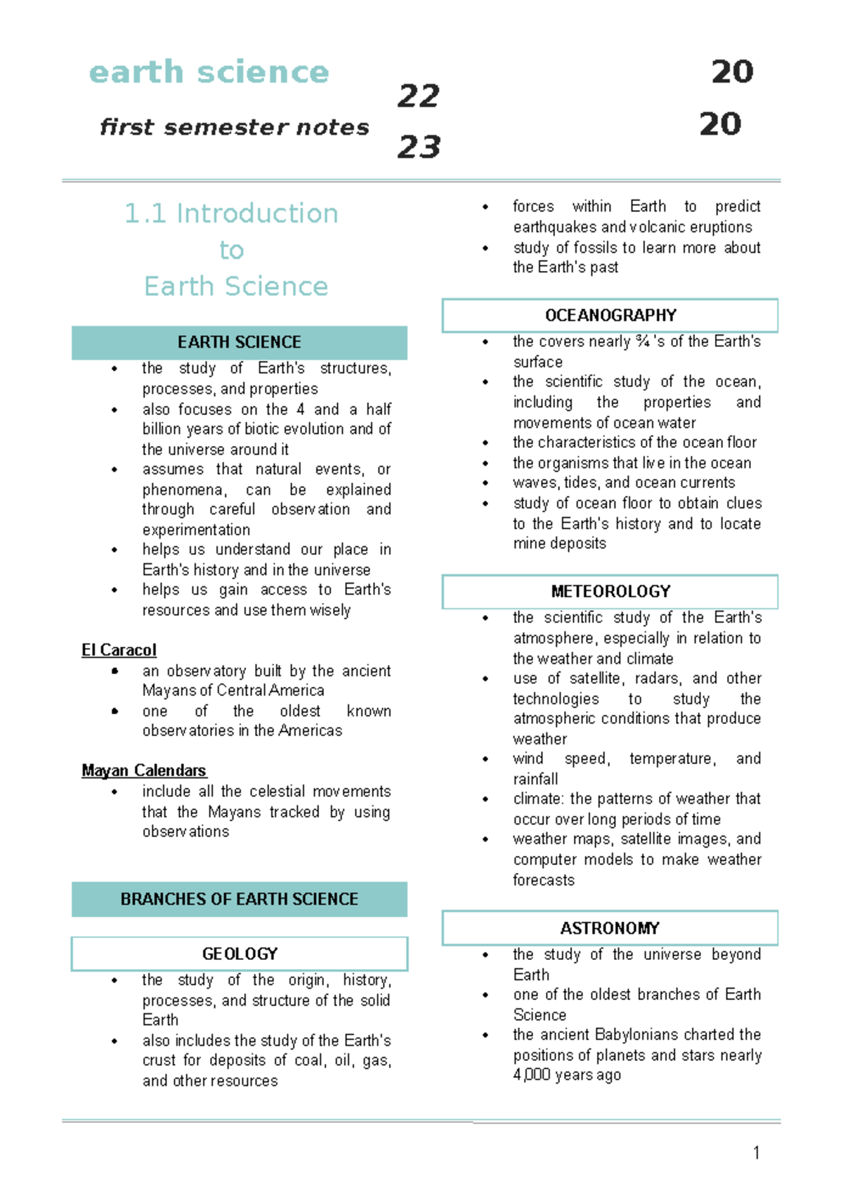 Eartchsci- Final Exam Notes - 1st Sem Earth Science Overview - Studocu