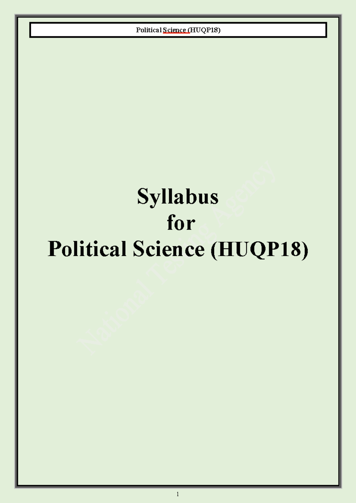 Political Science (HUQP18) Syllabus Overview and Key Topics - Studocu
