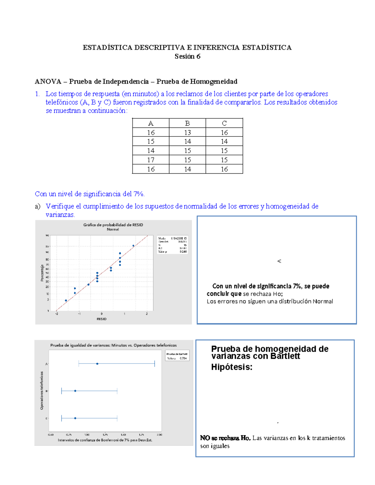 Tarea Formativa 06 - ESTADÍSTICA DESCRIPTIVA E INFERENCIA - Studocu