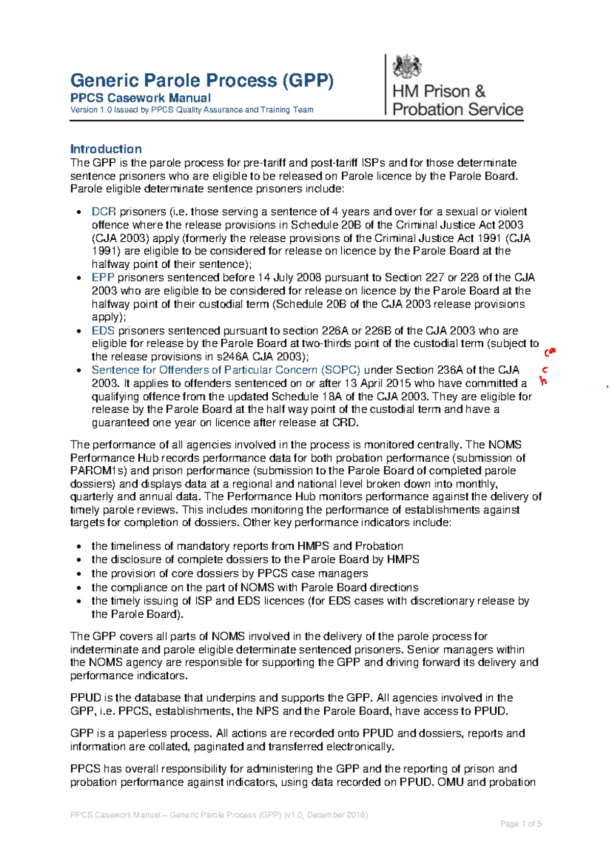 PPCS Manual: Generic Parole Process (GPP) Overview (v1.0) - Studocu