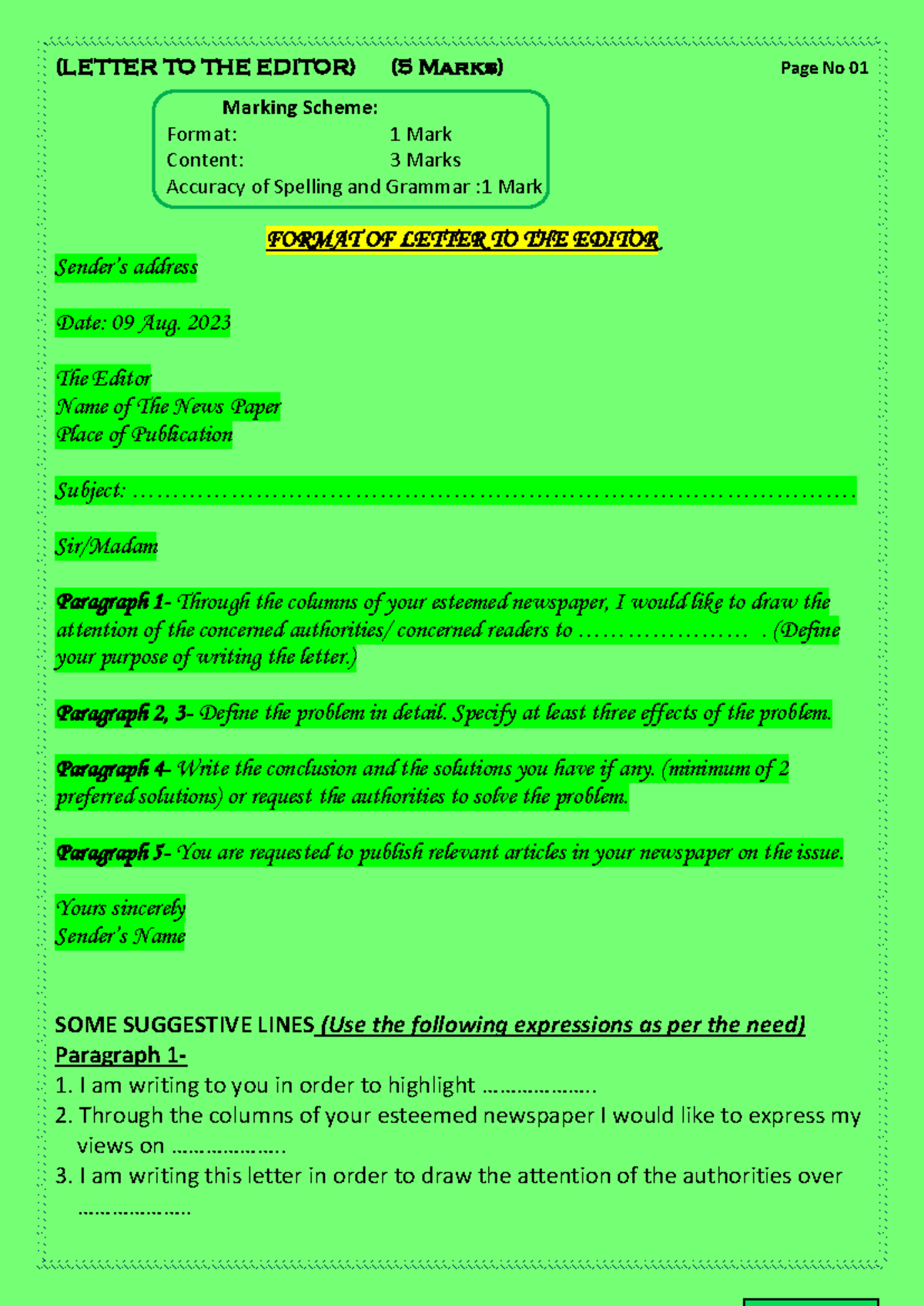 Letter to the Editor: Structure & Example Guidelines - Studocu