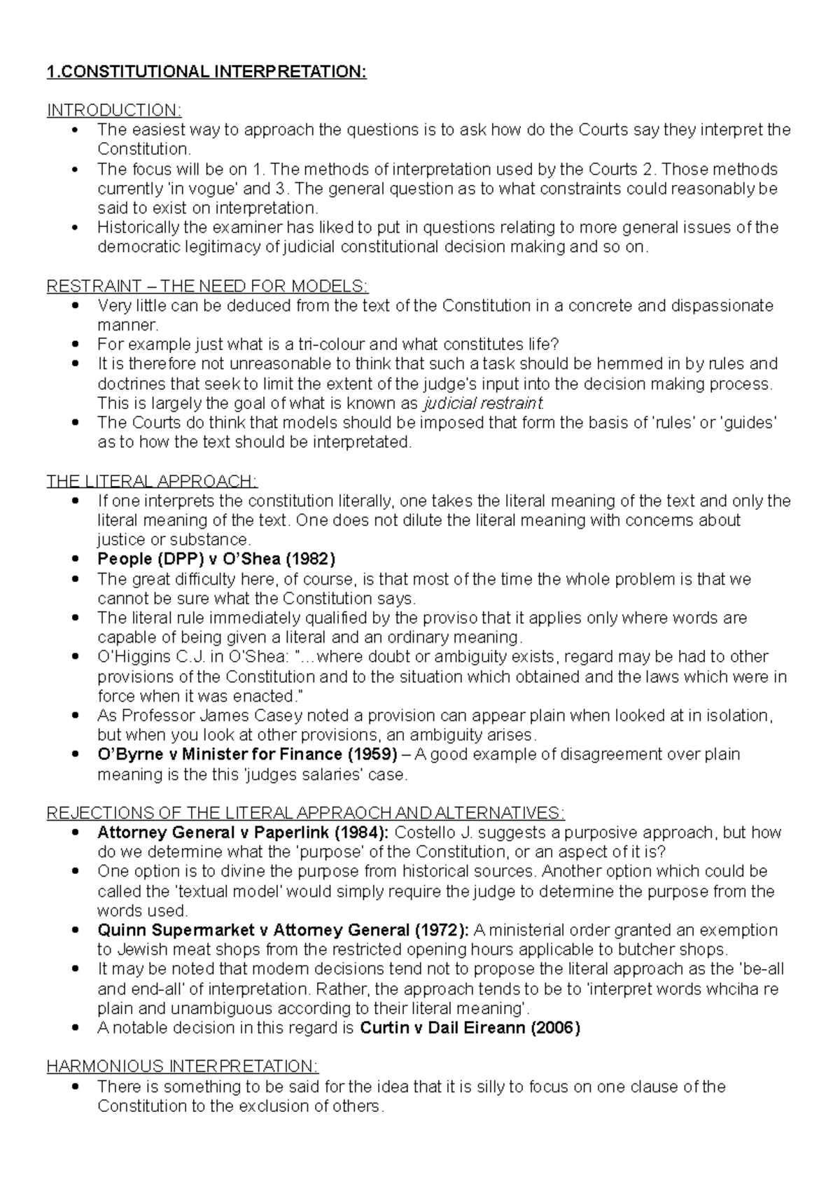 Constitutional Interpretation Methods: Key Insights & Cases - Studocu