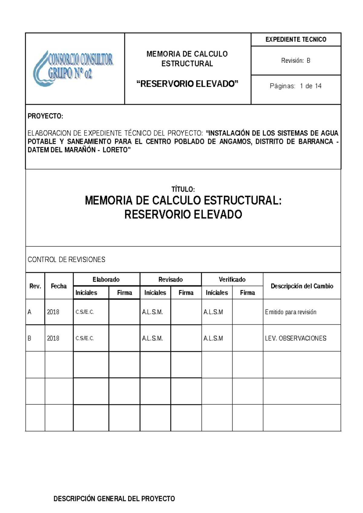 Memoria de Cálculo Estructural: Reservorio Elevado - Proyecto Agua ...