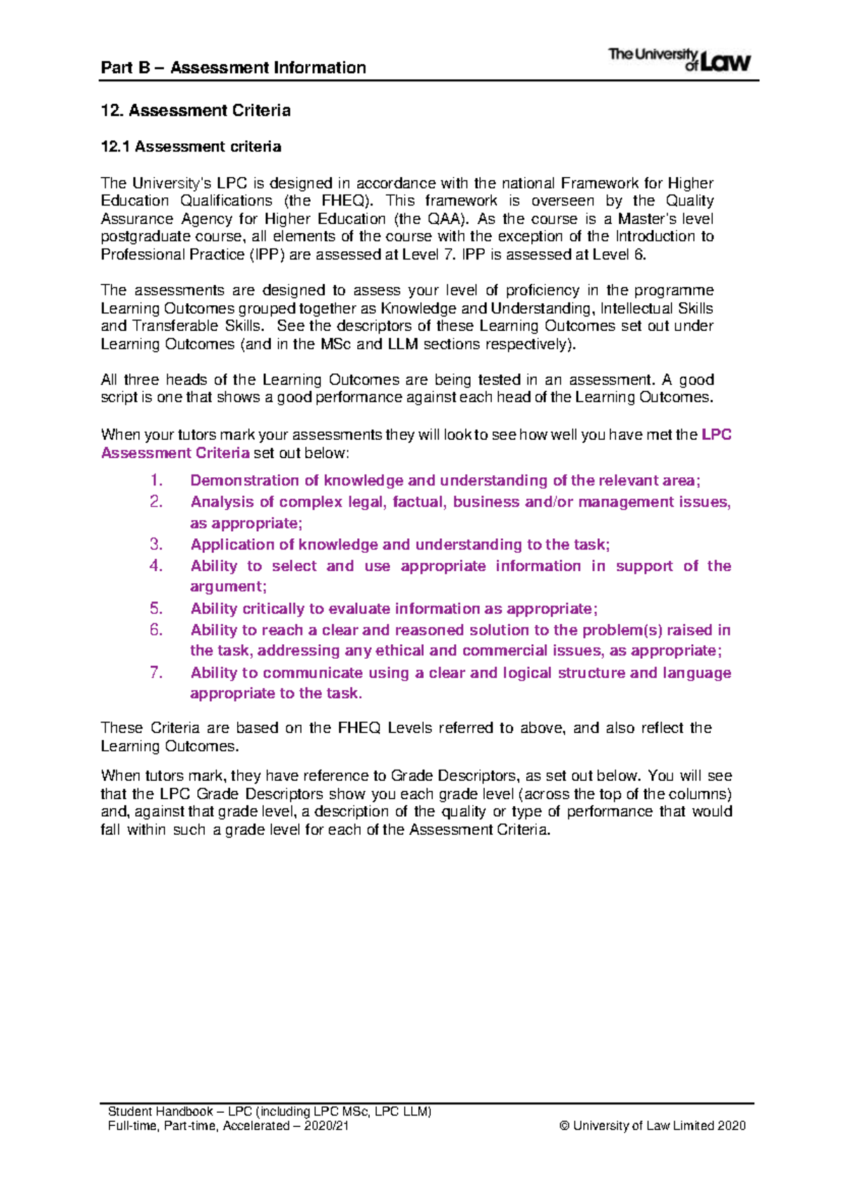 LPC Assessment Criteria Overview and Guidelines for Master’s Programs ...