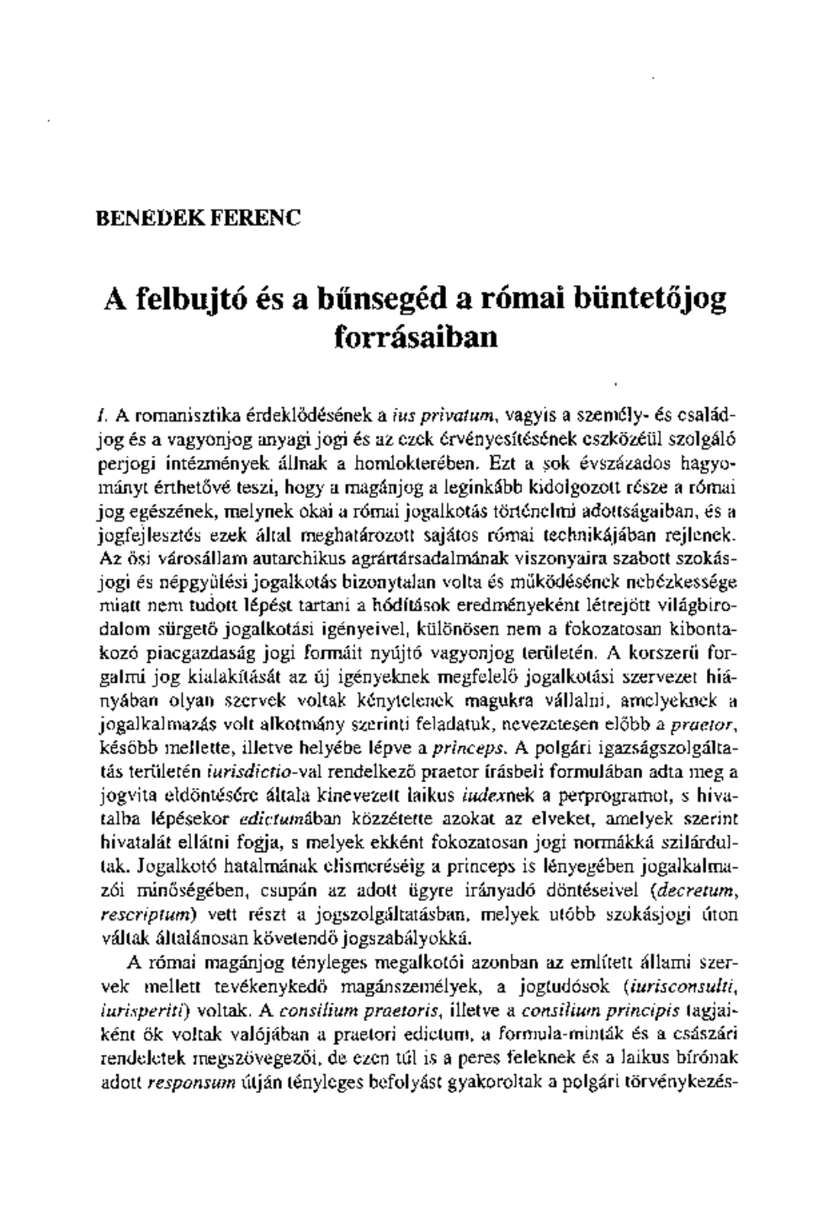 Benedek Ferenc - A felbújtó és a bűnsegéd a római büntetőjog ...