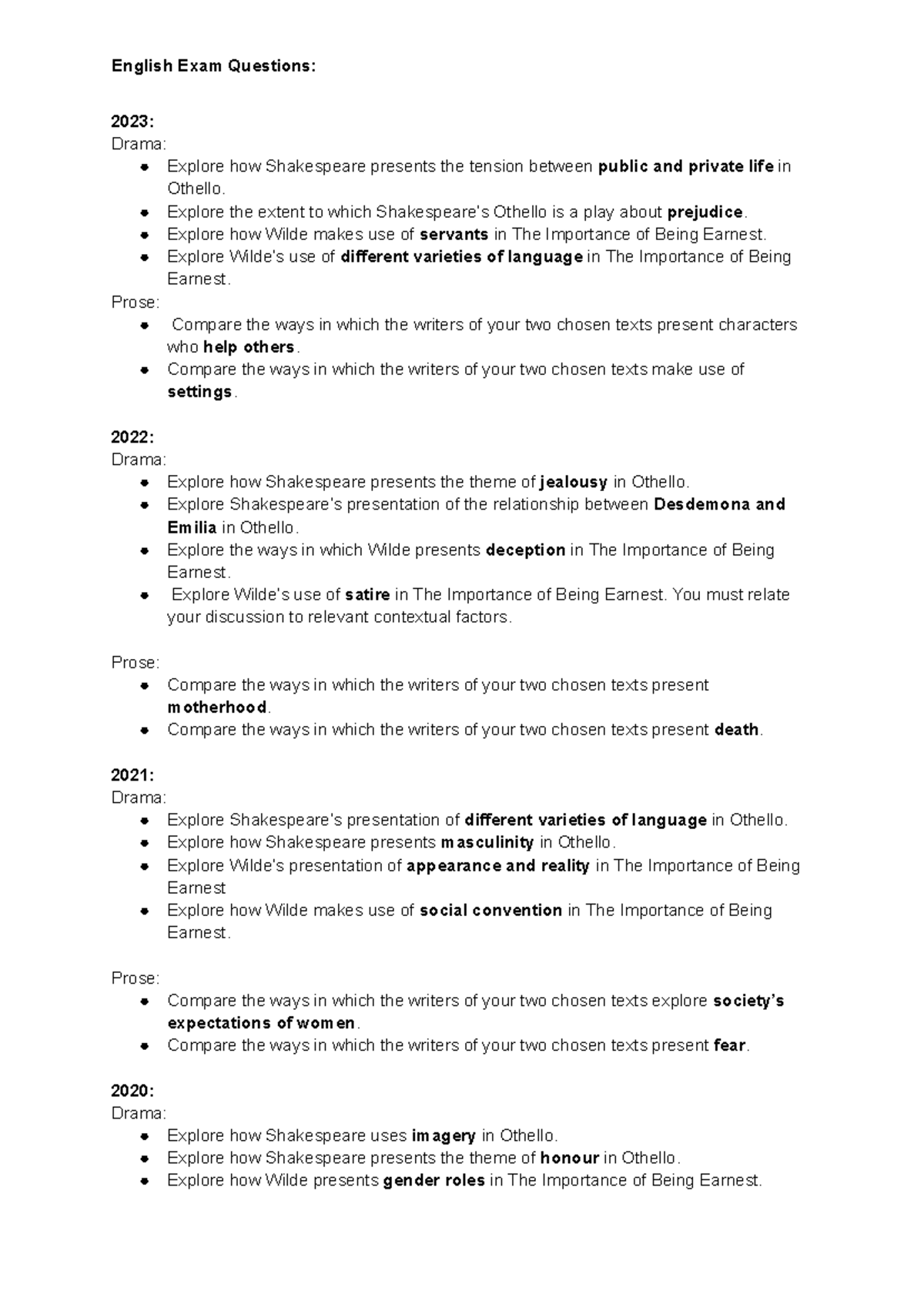 English Past Paper Qs - English Exam Questions: 2023: Drama: Explore ...