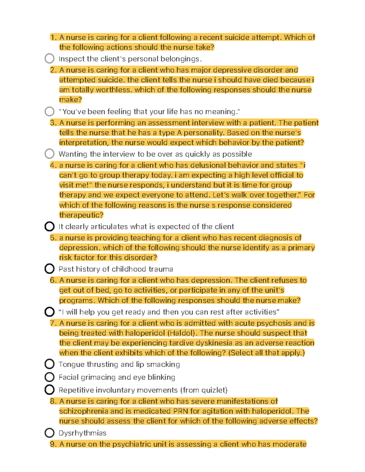 Exam 2 Mental Health - Review of Key Concepts and Questions - Studocu