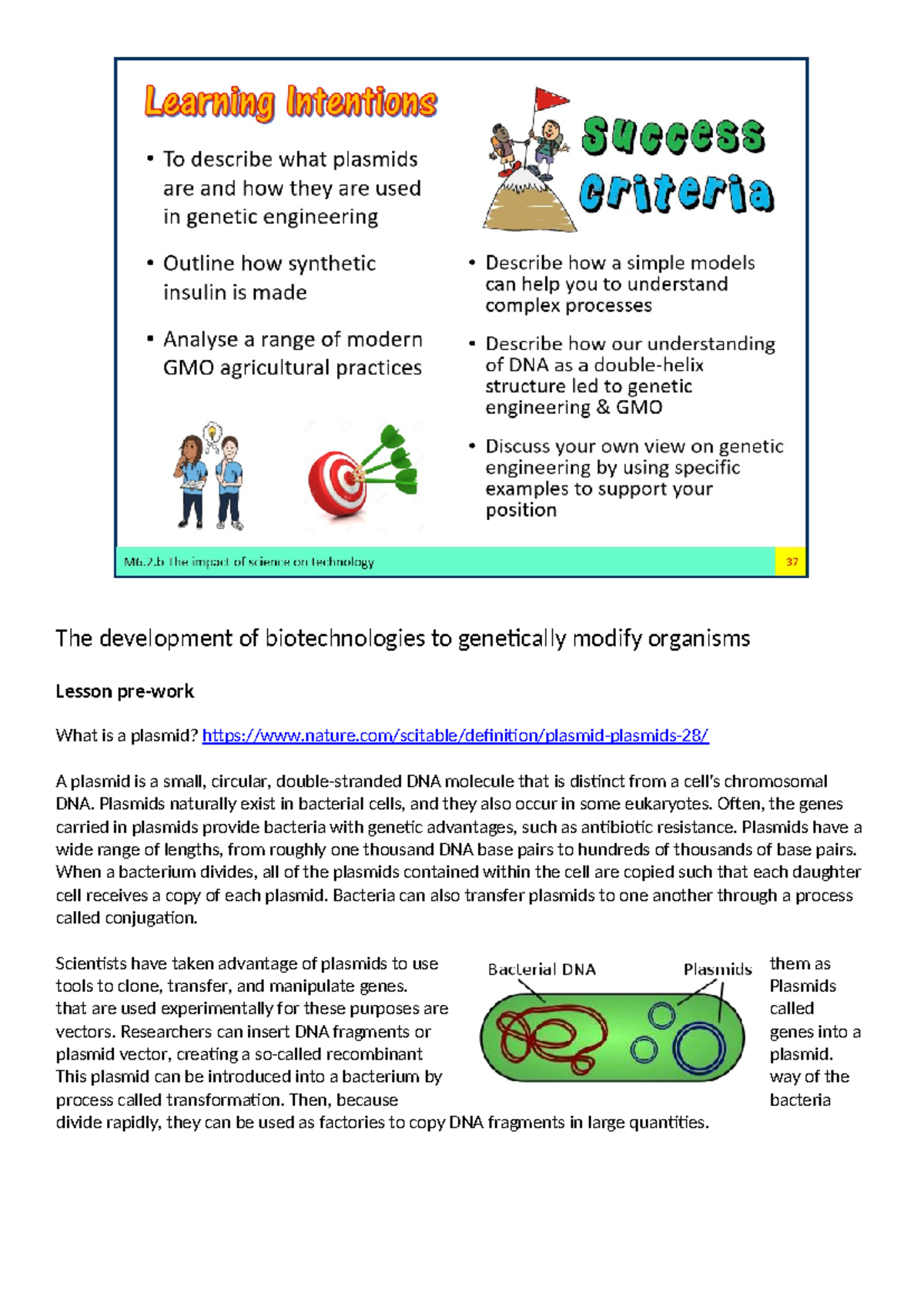 6.2.2e Lesson: The Role of Plasmids in Genetic Engineering and GMOs ...