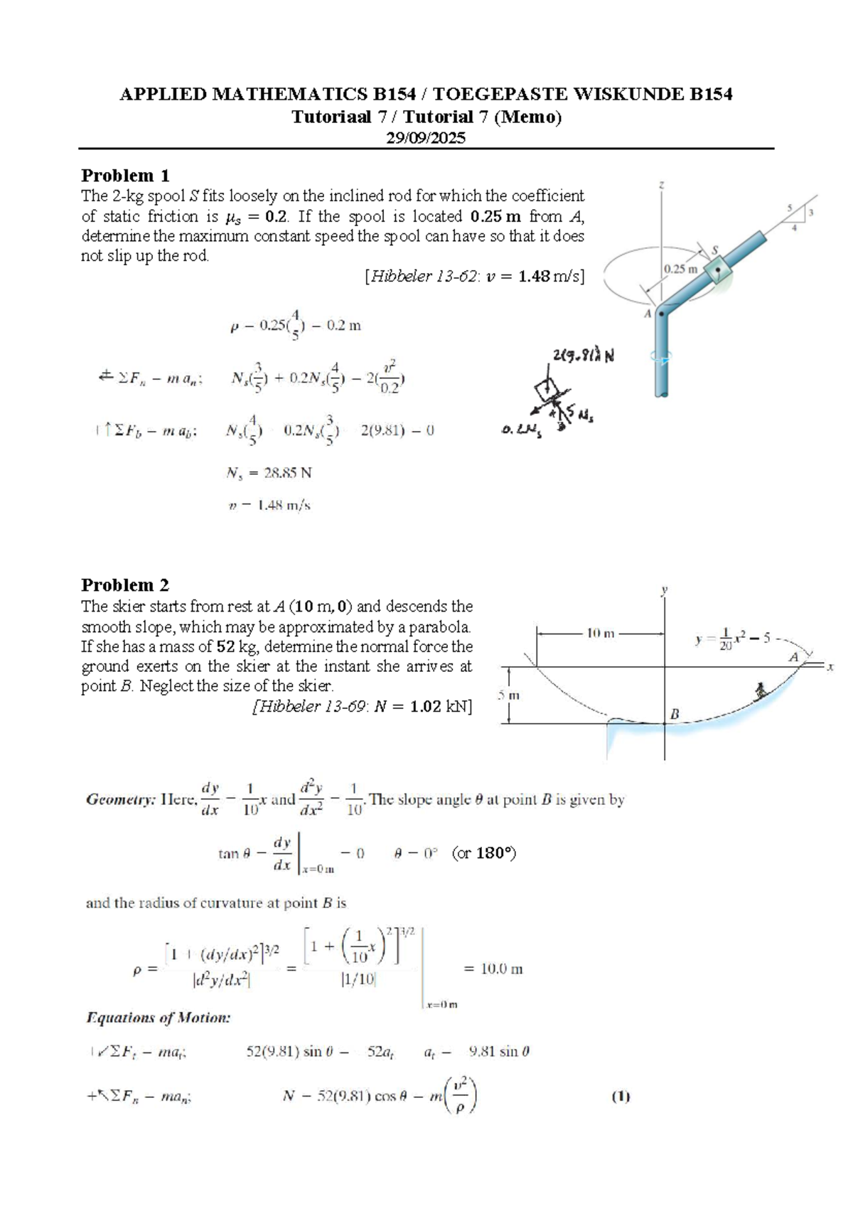 AMB154 Tutorial 7 Memo: Applied Mathematics Problems and Solutions ...