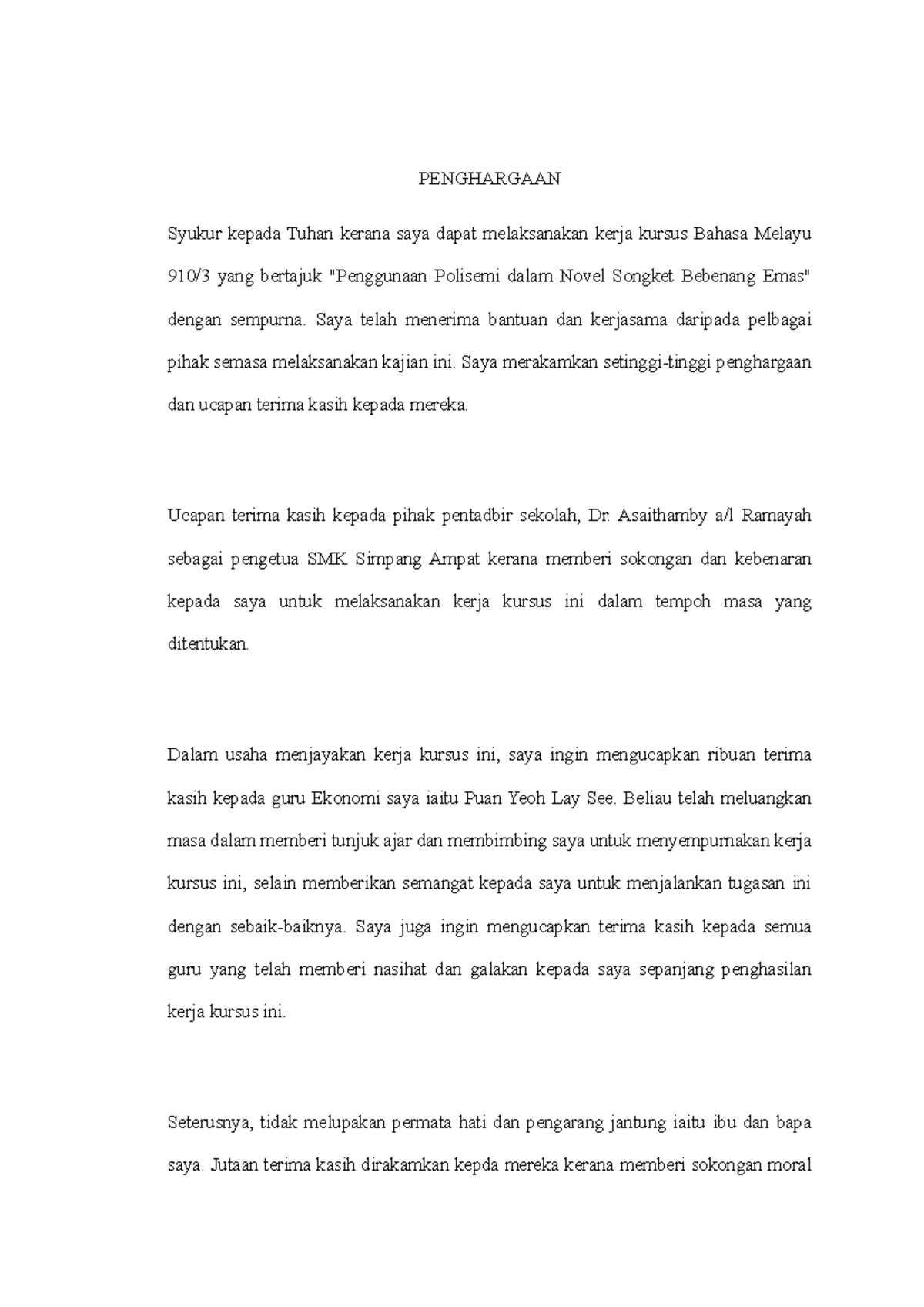 KK BM Penghargaan dan Semantik: Polisemi dalam Novel Songket Bebenang ...