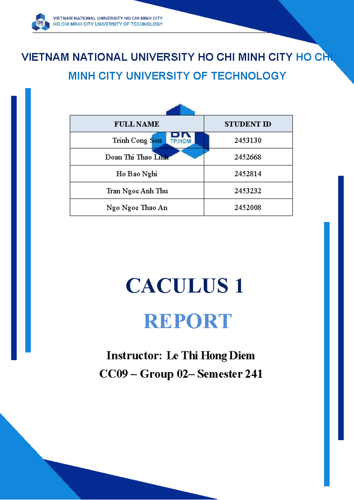 Calculus 1 (CC09) - Group Report and Project Findings - Studocu