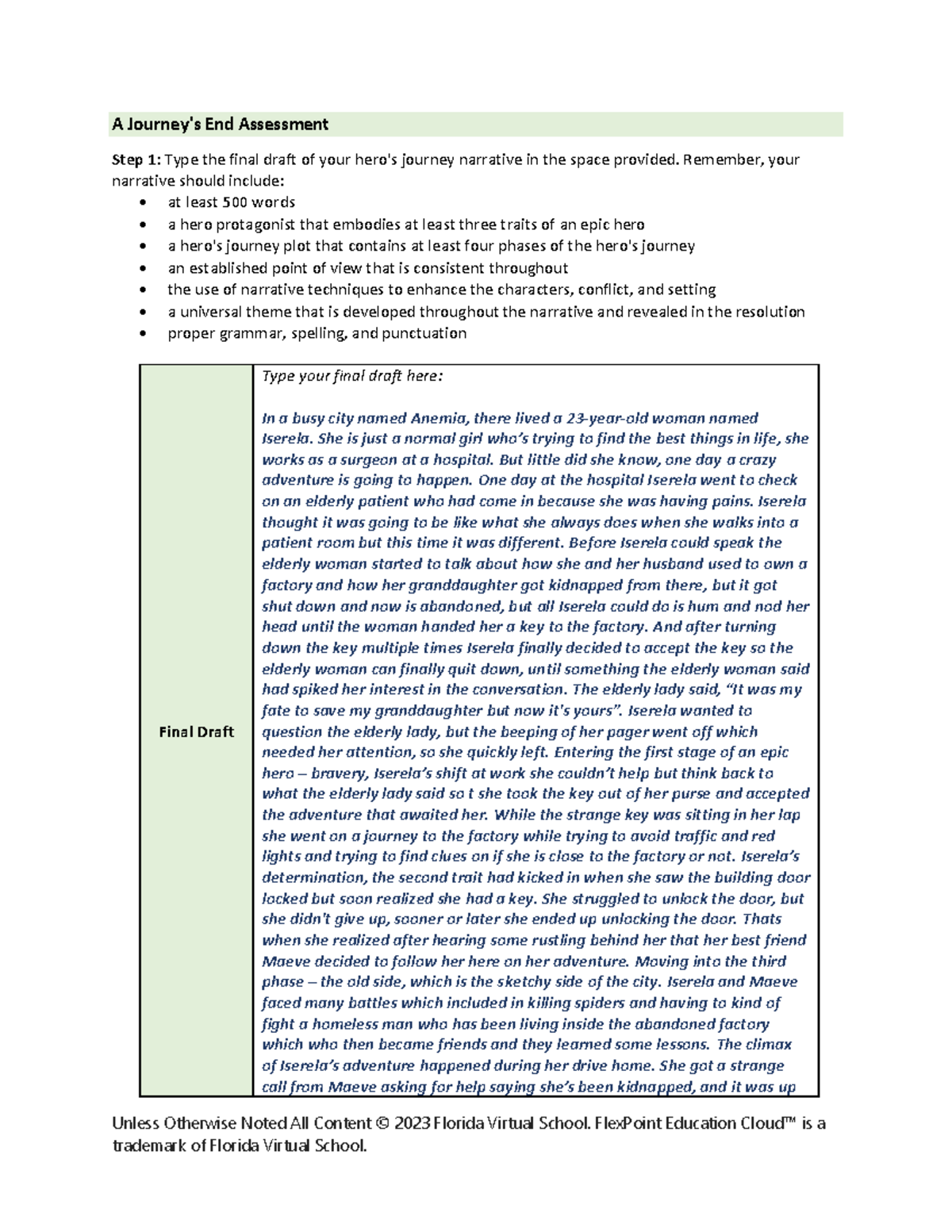 Journey Narrative Final Draft: Epic Hero Traits & Reflection (ENG 101 ...