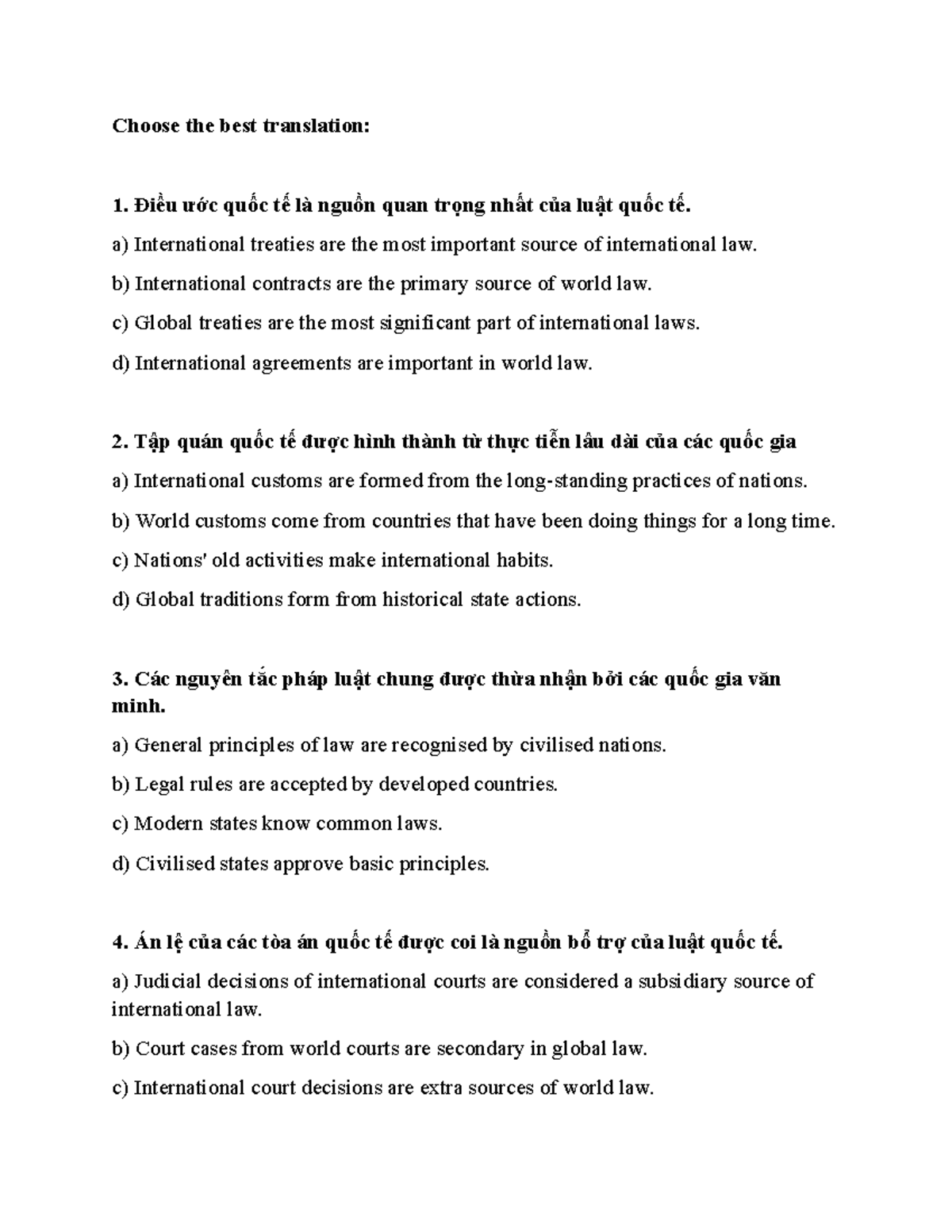 Choose the best translation - Choose the best translation: Điều ước ...