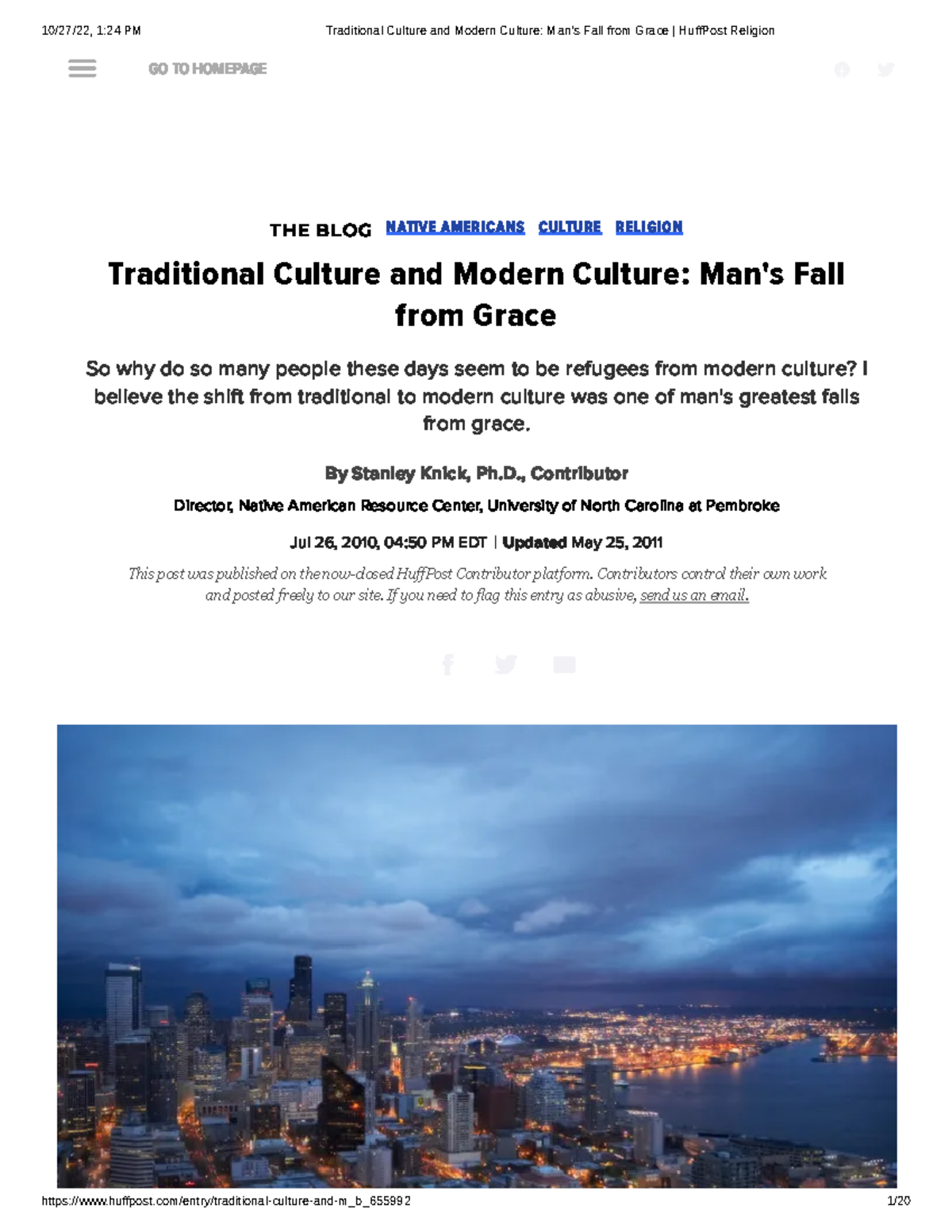 Traditional vs Modern Culture: Examining Man's Fall from Grace - Studocu