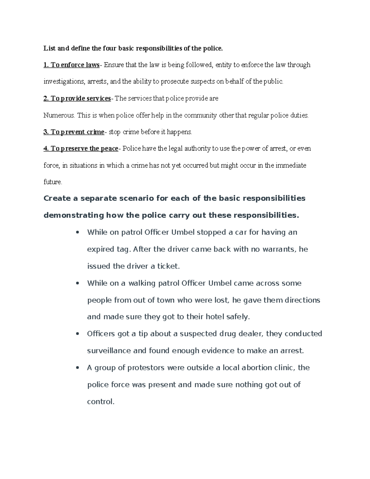 Police Responsibilities: Enforcement, Service, Crime Prevention & Peace ...