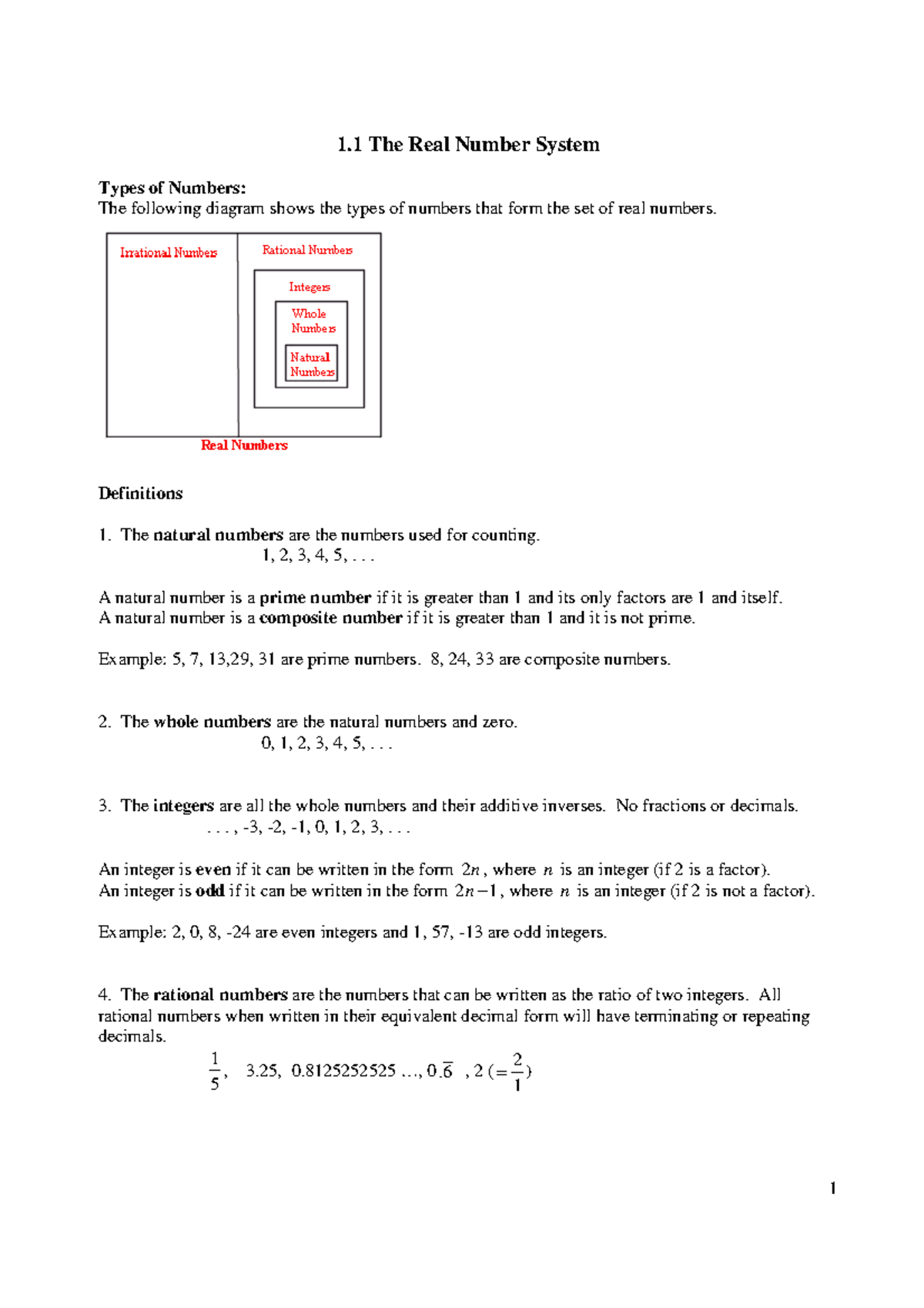The Real Number System Overview - College Algebra Study Guide - Studocu