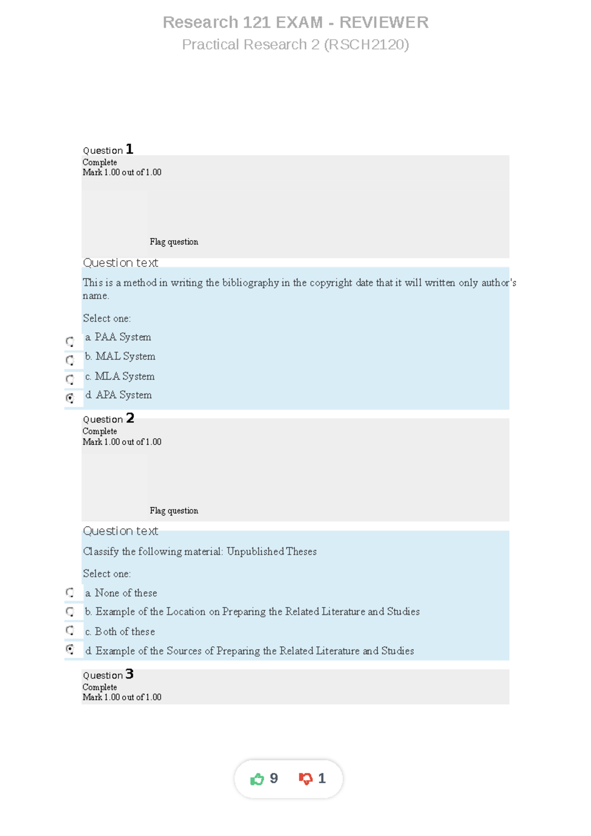 Research 121 Final Exam Reviewer for Practical Research 2 (RSCH2120 ...