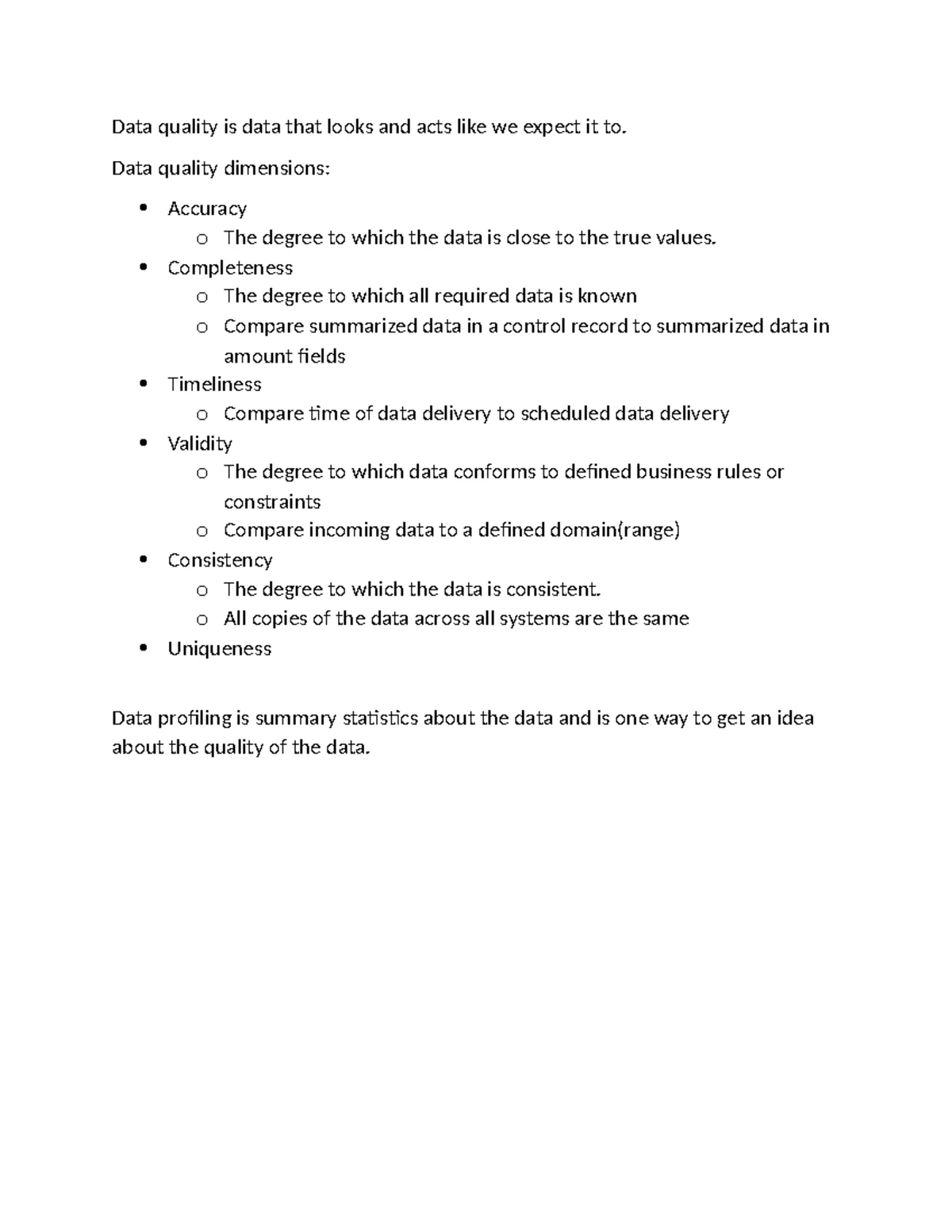 DAT325 Week 2 Notes: Data Quality Dimensions and Profiling Insights ...