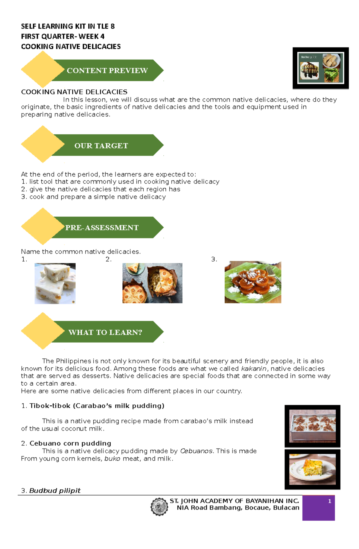 Lesson 4 - technology and livelihood education 15 - FIRST QUARTER- WEEK ...