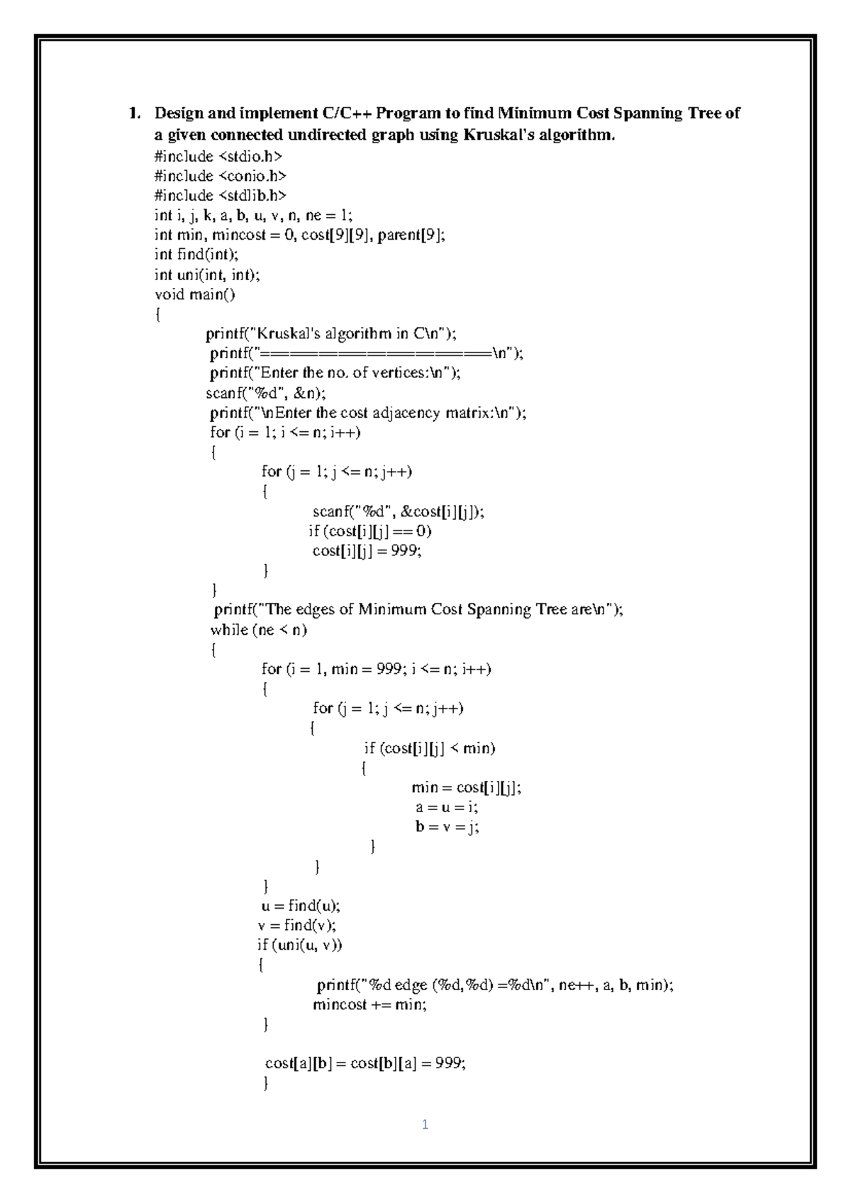 Prog1 - ggfdfdfg - Design and implement C/C++ Program to find Minimum ...