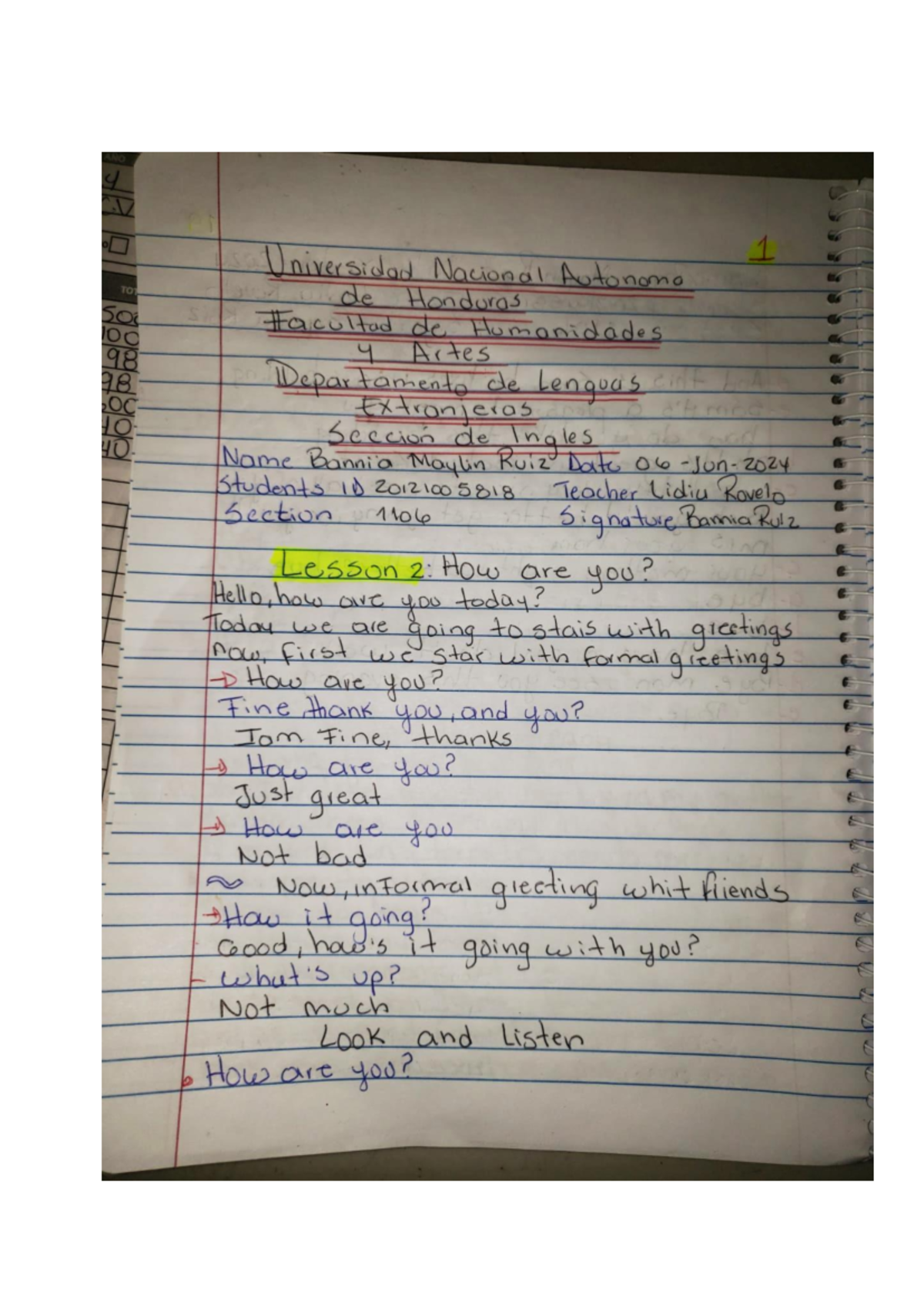 Lesson 2: How Are You? - English Section 1106 Notes - Studocu