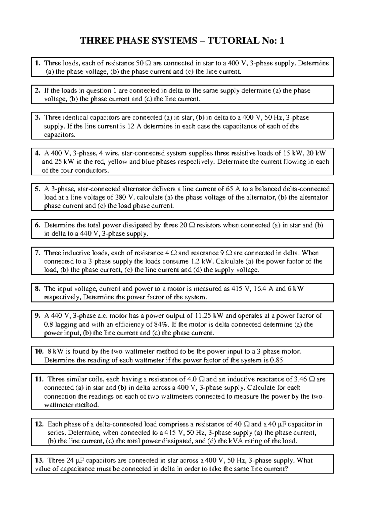 3 Phase Systems Tutorial No 1 Solutions v1 PDF - THREE PHASE SYSTEMS ...