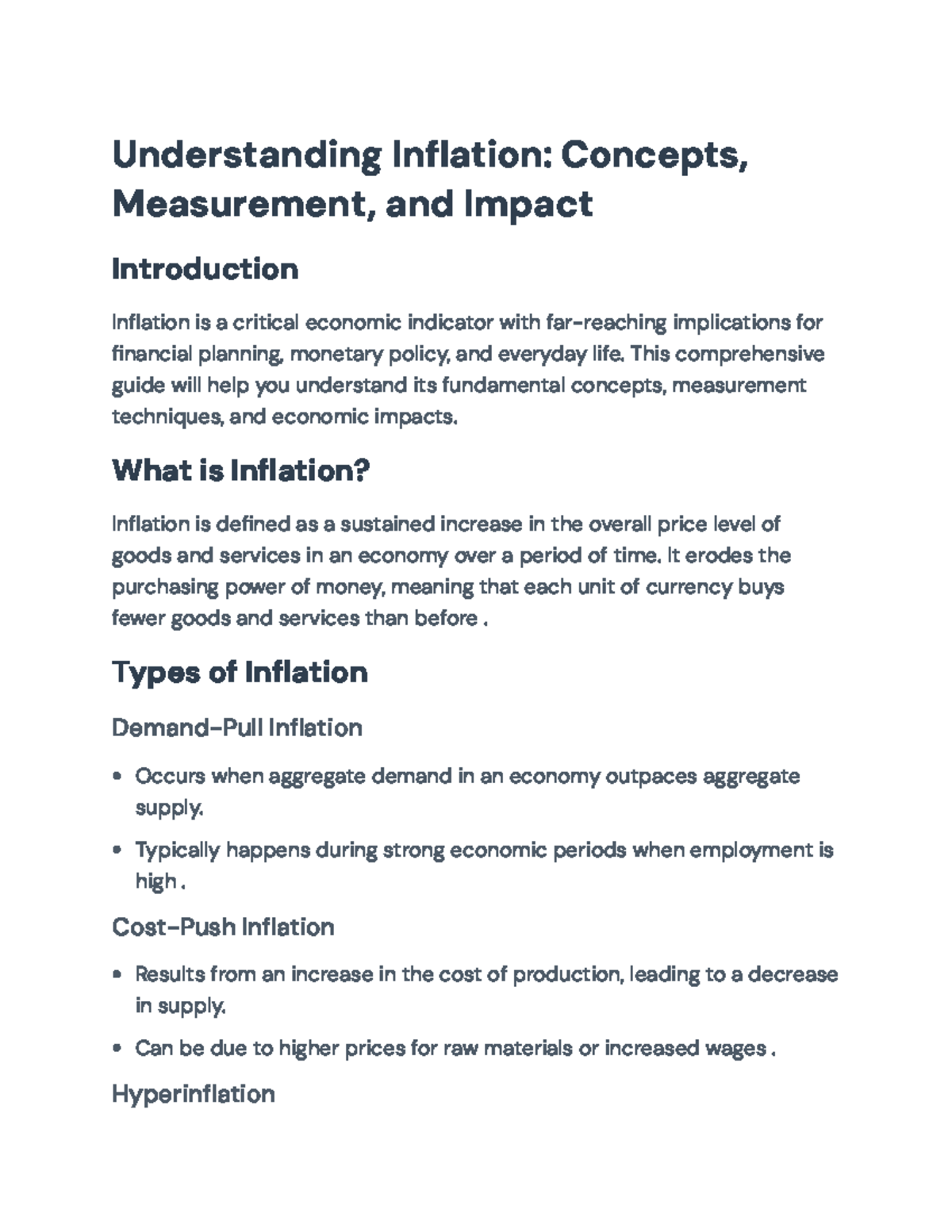 Understanding Inflation: Measurement, Effects, and Economic Impact ...