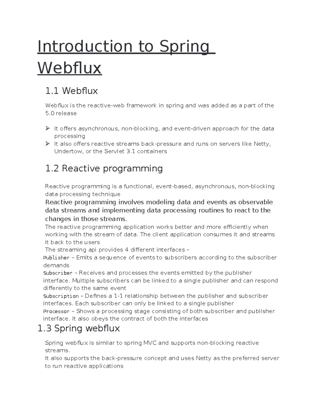Reactive Programming with Spring WebFlux: An Introduction and Overview - Studocu