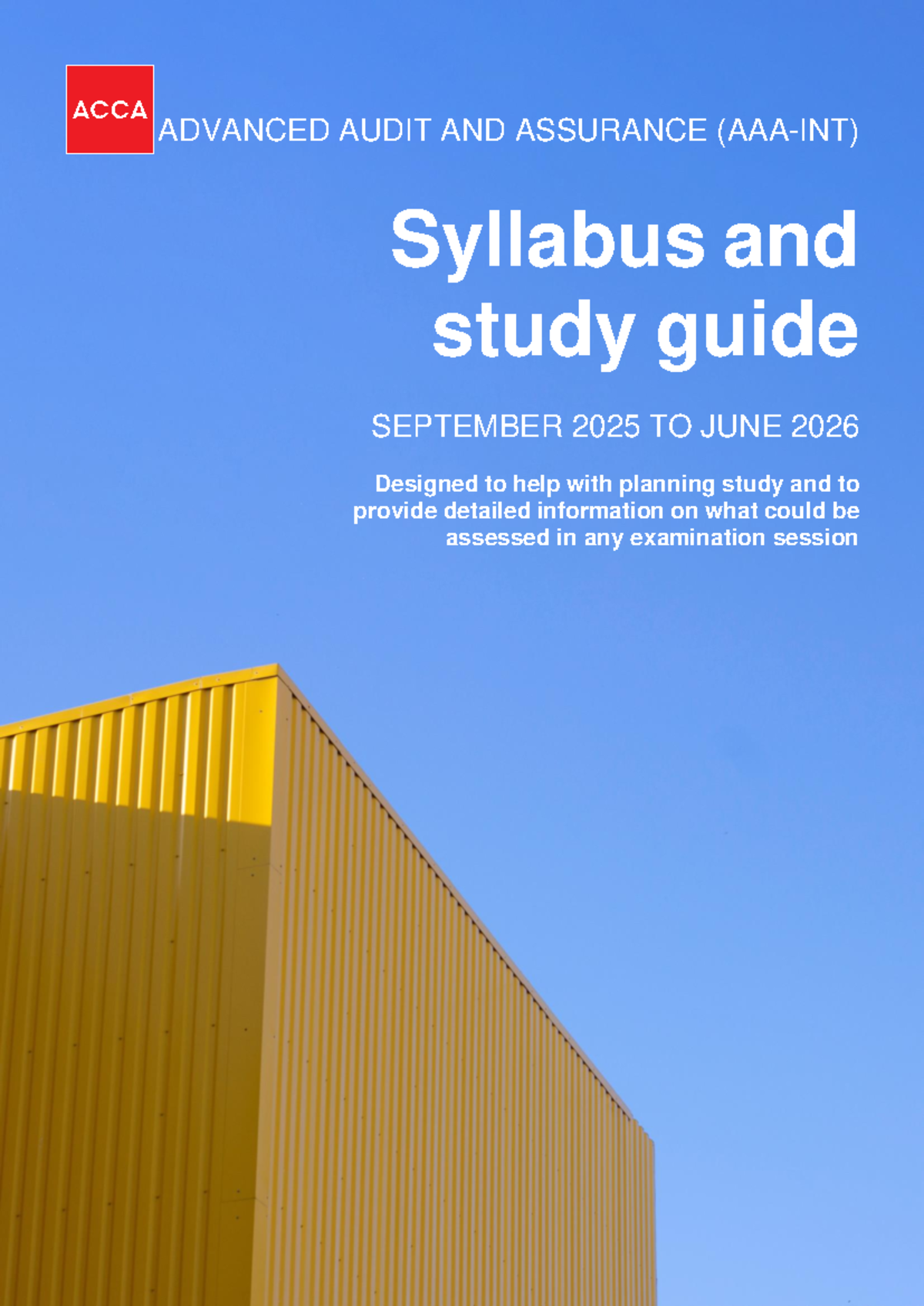 AAA-INT S25-S26 Study Guide and Syllabus - Final Exam Overview - Studocu