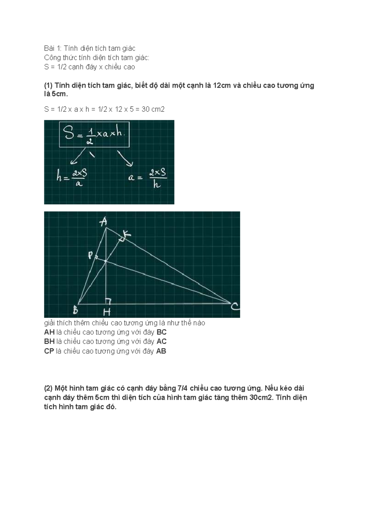 Math X 5 NC Hình Học - Bài Toán Diện Tích Tam Giác - Studocu