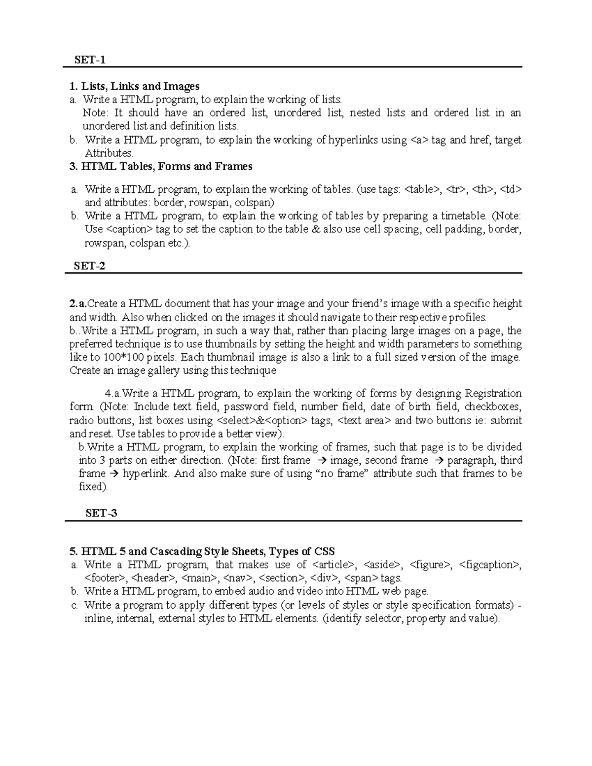 HTML Programming Concepts and Techniques - FSD (3-1) Internal QP - Studocu