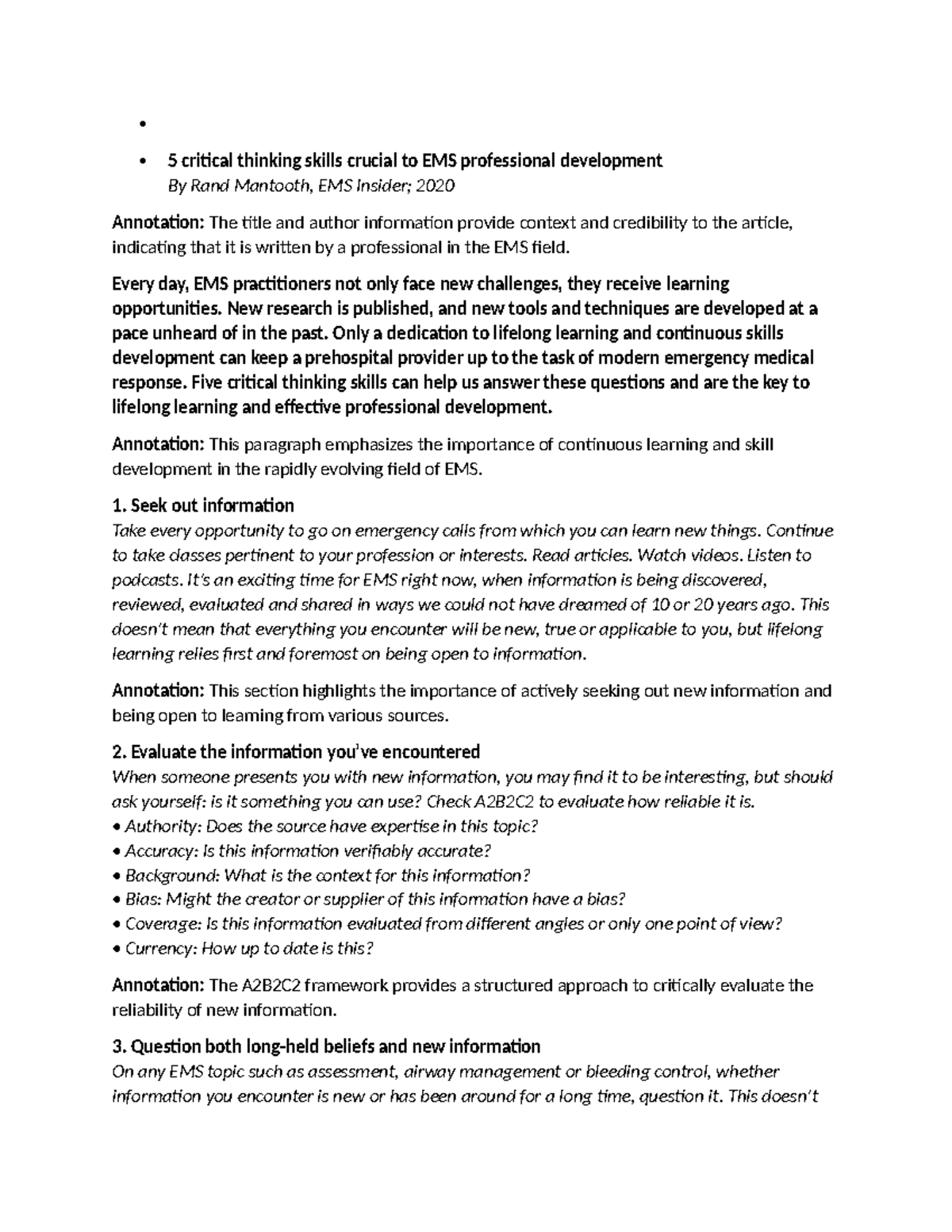 5 Essential Critical Thinking Skills for EMS Professionals - EMS 2020 ...