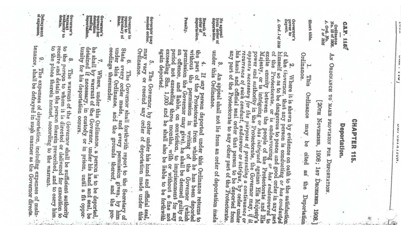 Deportation Ordinance 1908: Form of Order & Procedures - Studocu