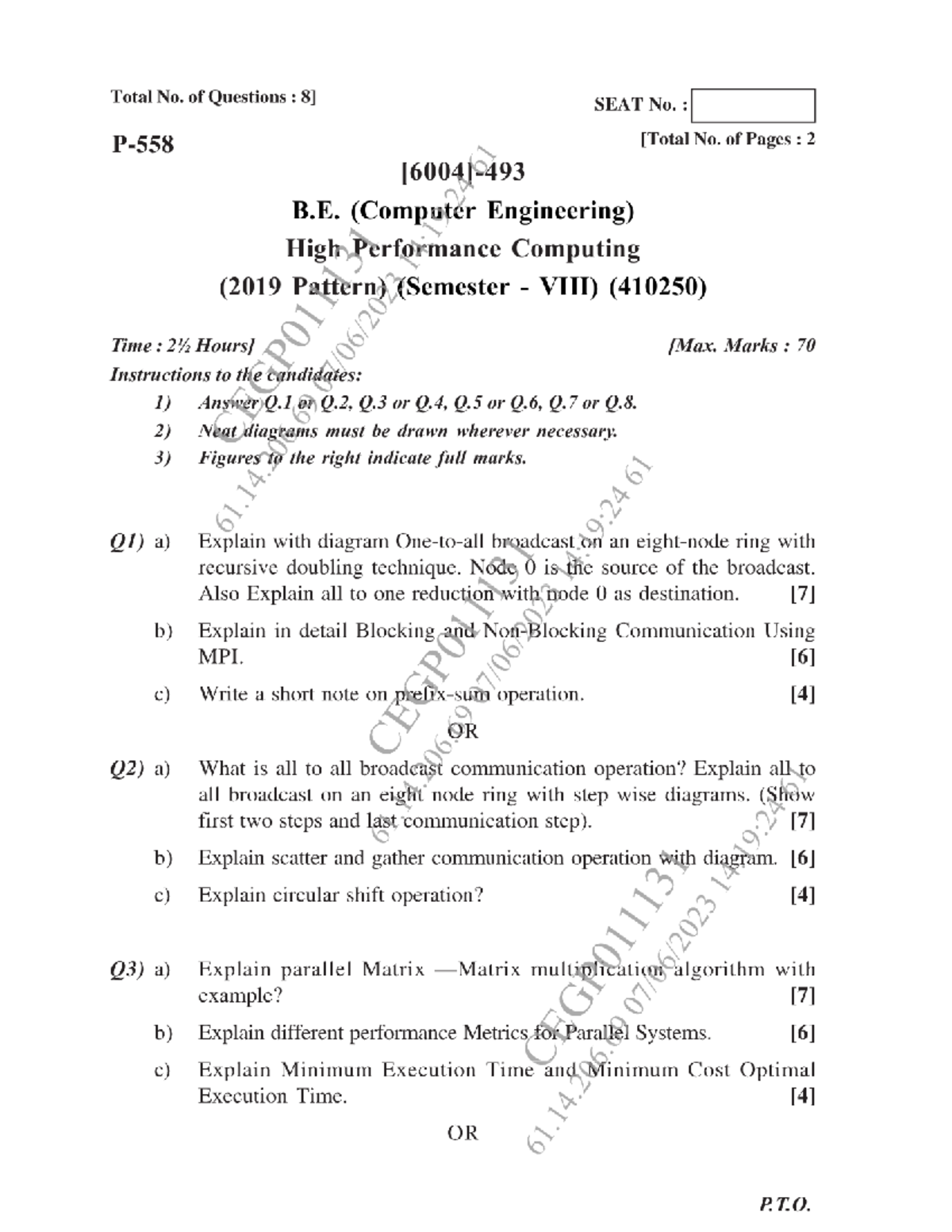 HPC - End Semester Exam Paper Analysis and Review - Studocu