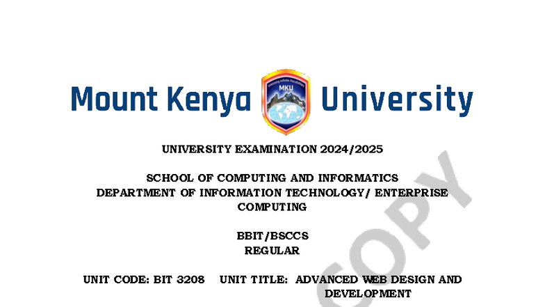 BIT 3208 Final Exam: Advanced Web Design & Development Guide - Studocu