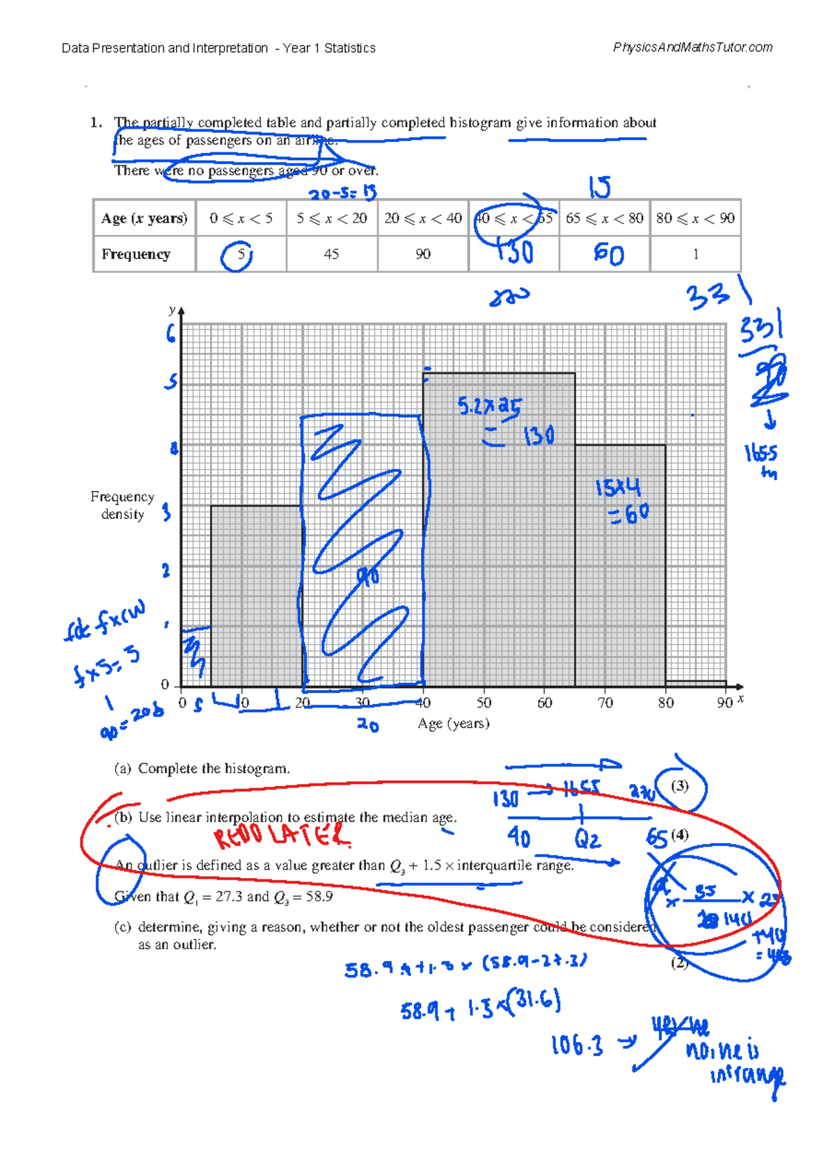 Data Presentation and Interpretation Year 1 Statistics QP - Studocu