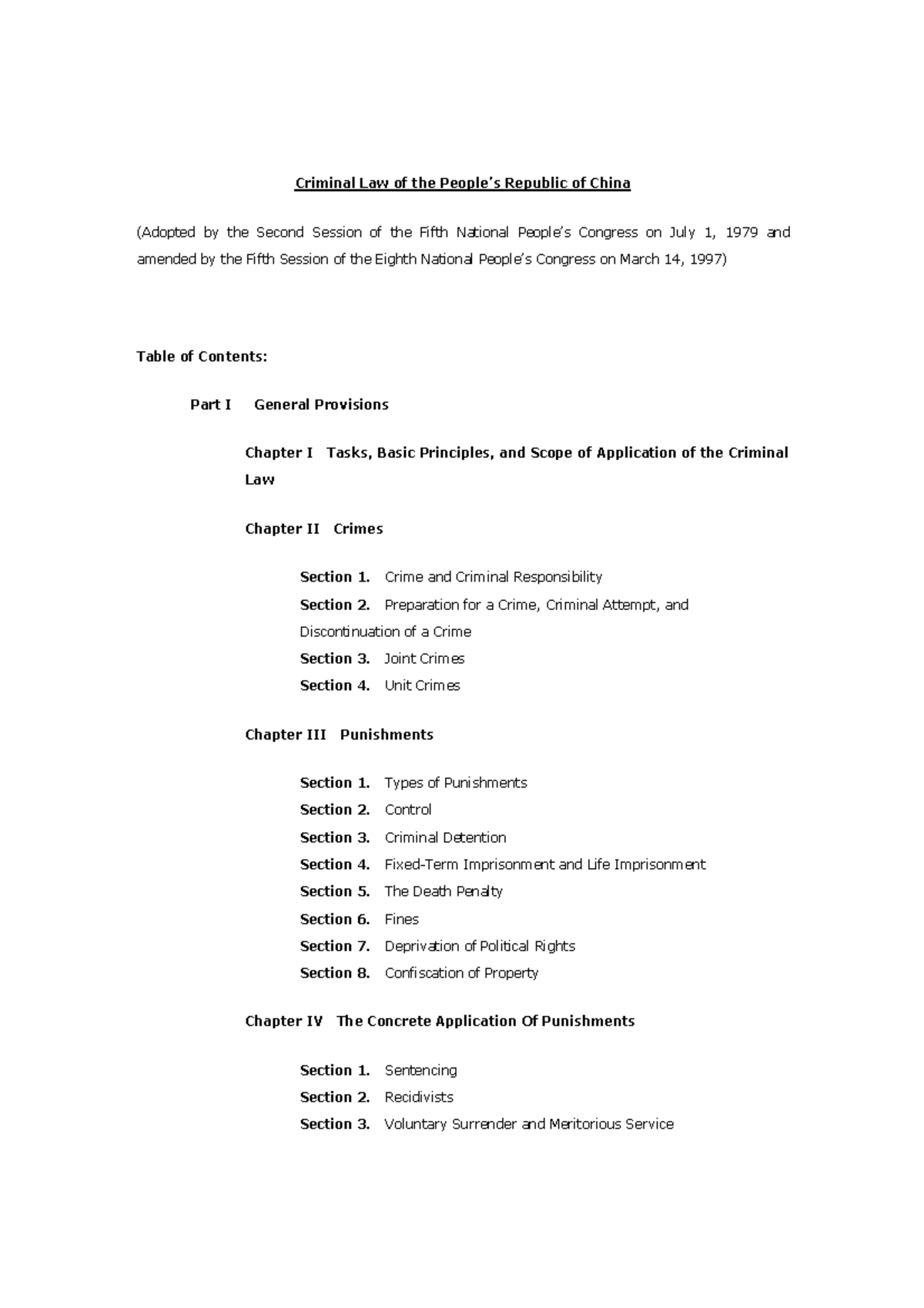 China Criminal Code Full text - Criminal Law of the People’s Republic ...