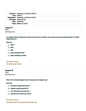 CS 4408 Self Quiz: Unit 2 Attempt Review and Answers - Studocu