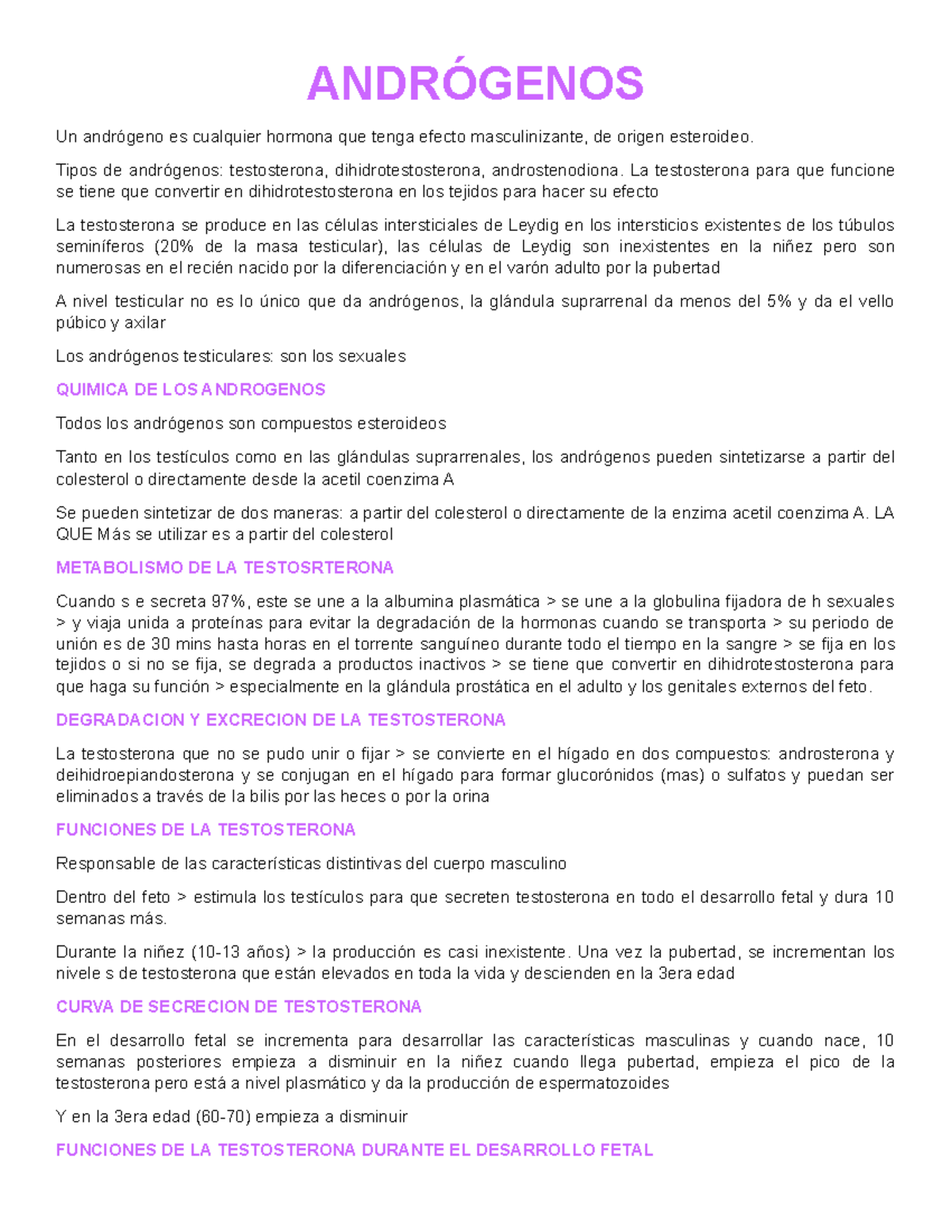 Andrógenos y la Función de la Testosterona en Fisiología Humana - Studocu