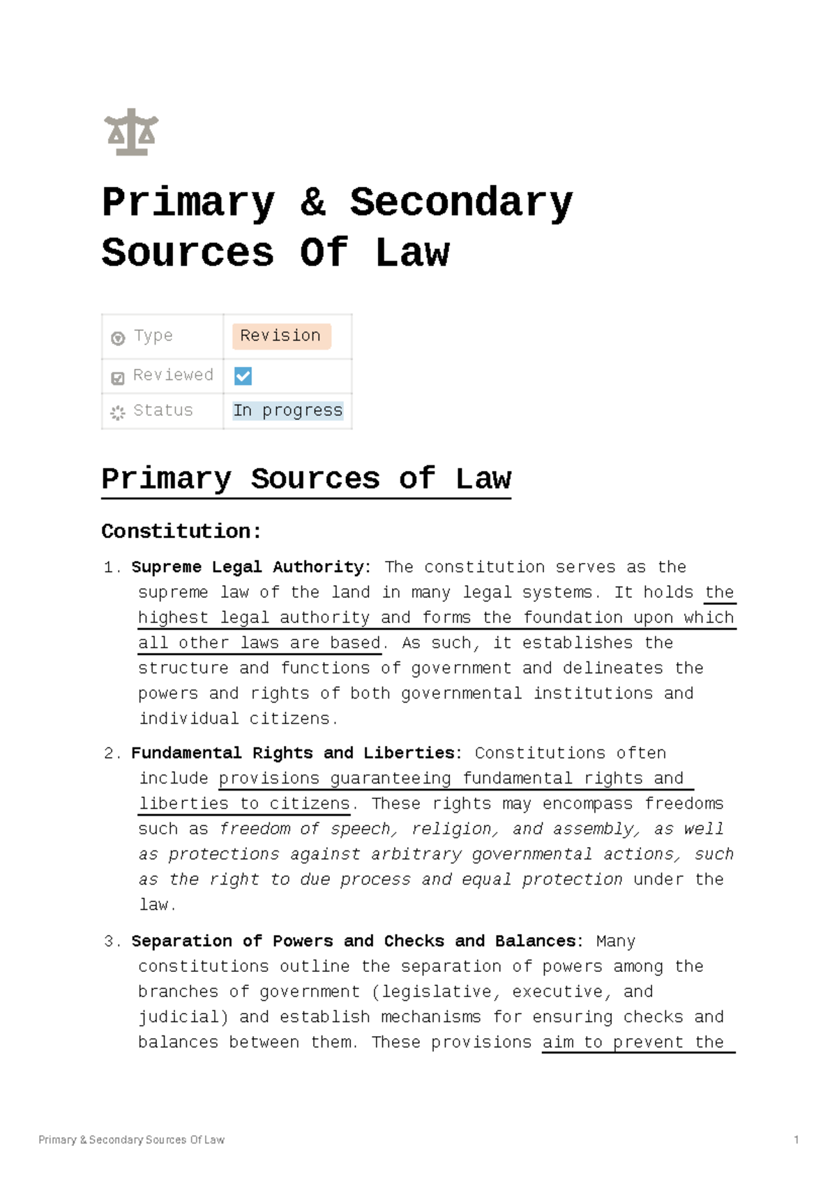 Primary & Secondary Sources of Law: A Comprehensive Overview - Studocu
