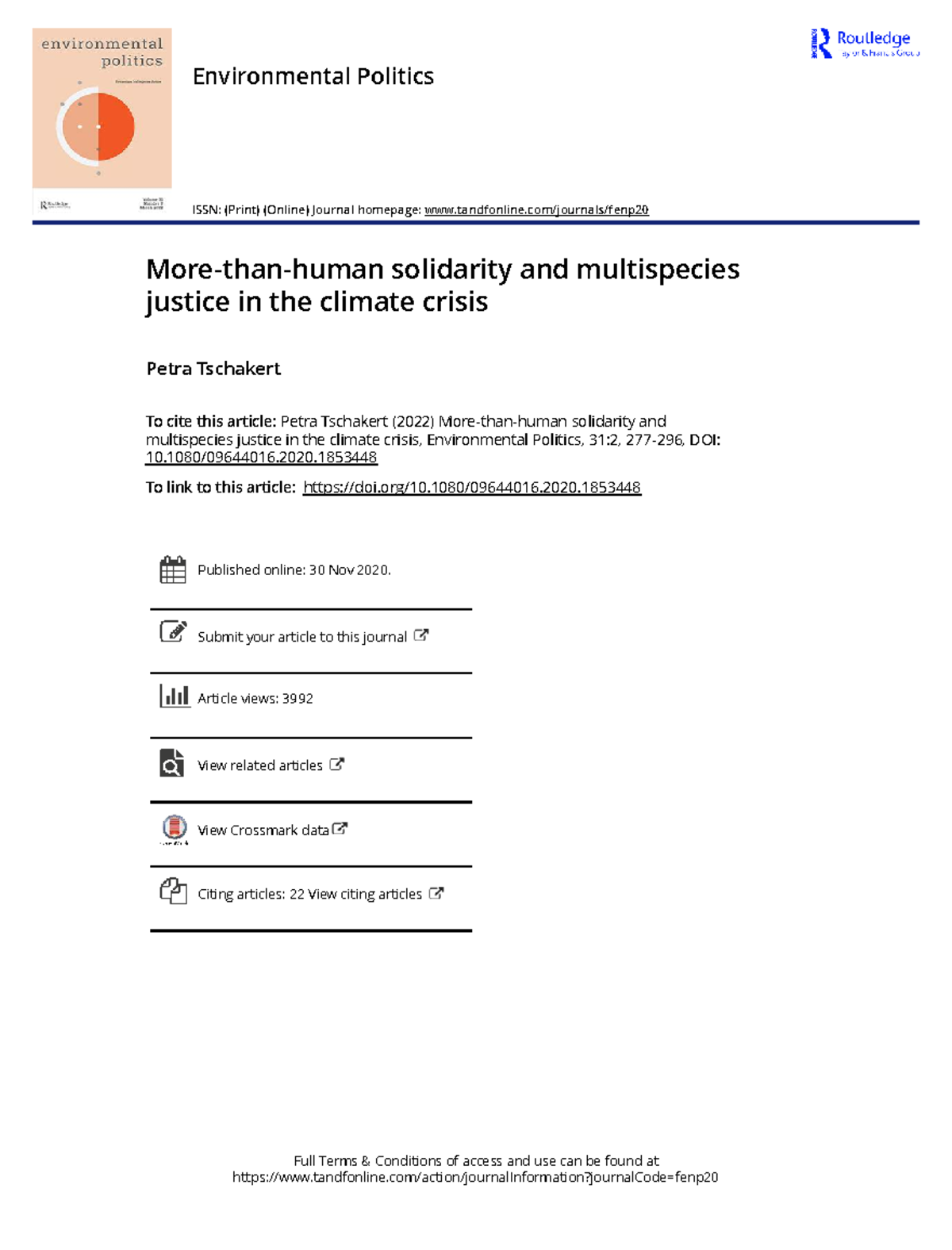 Environmental Politics: Multispecies Justice in the Climate Crisis ...