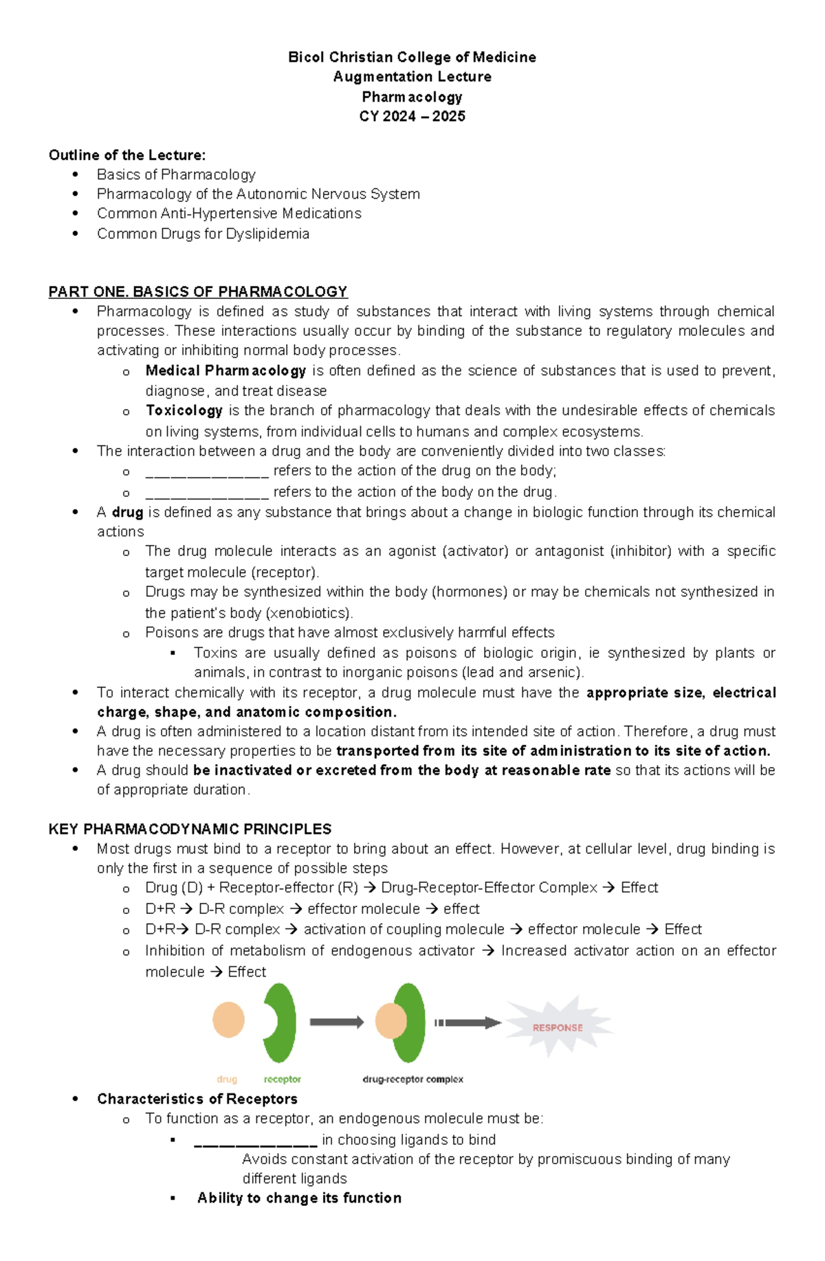 Aug Lec - Pharma Notes - Bicol Christian College of Medicine ...