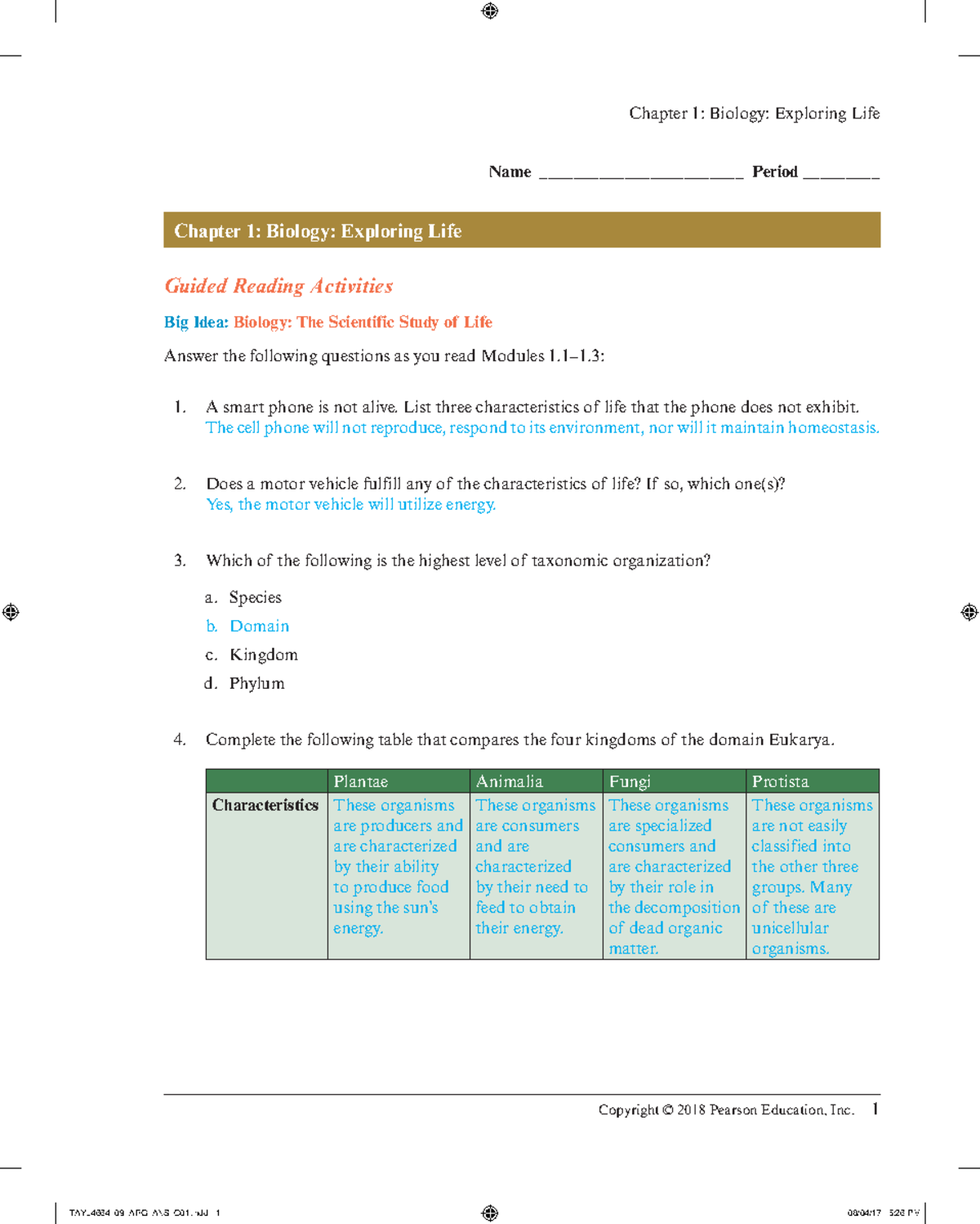 Biology Chapter 1-3: Comprehensive Review Answers and Insights - Studocu