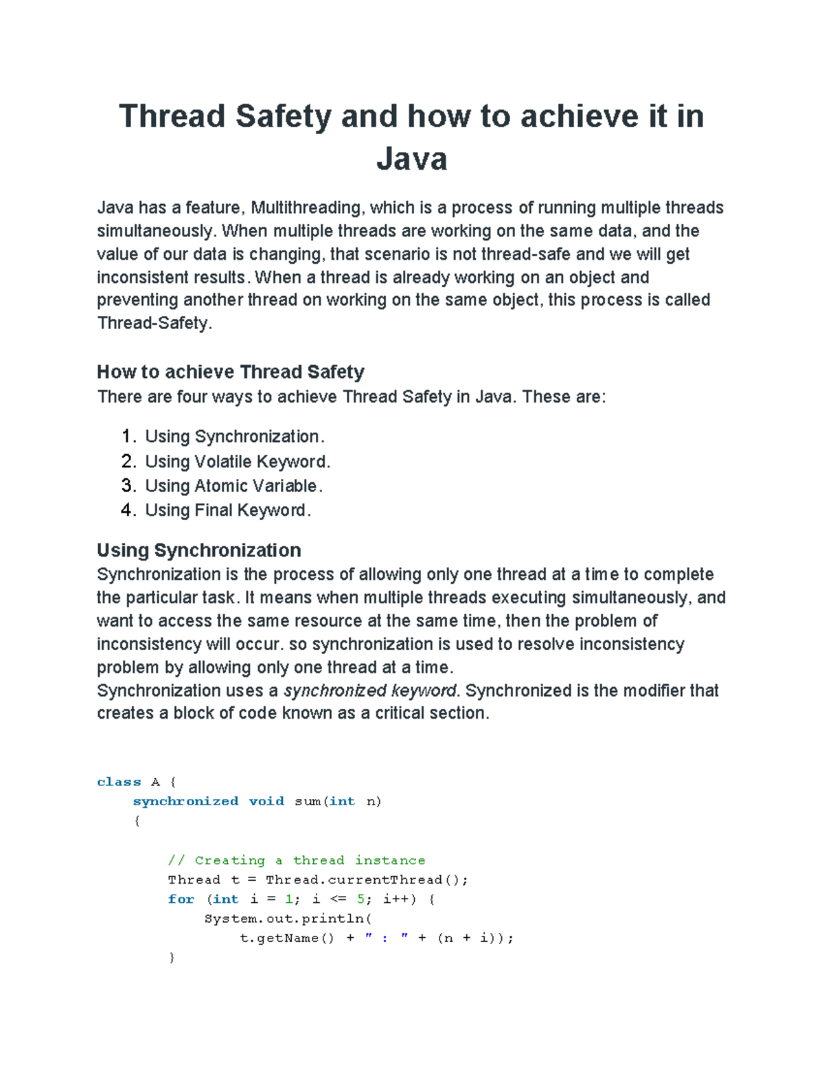 Thread Safety and how to achieve it in Java - Thread Safety and how to ...